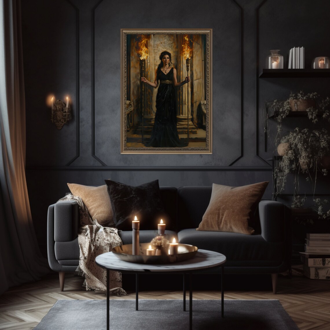 Triple Goddess Hecate With Torches PNG Digital Download, Hekate Goddess ...