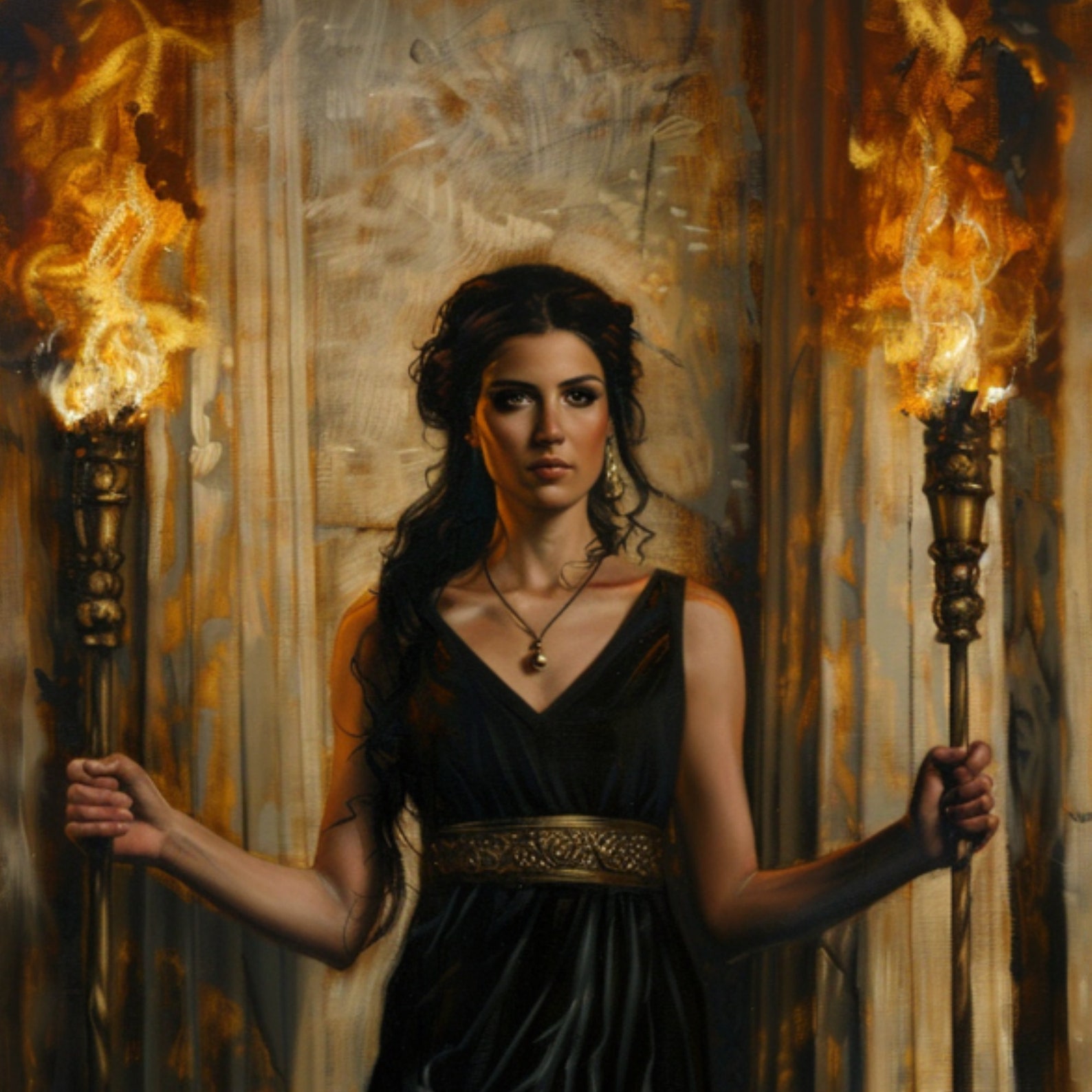 Triple Goddess Hecate With Torches PNG Digital Download, Hekate Goddess ...
