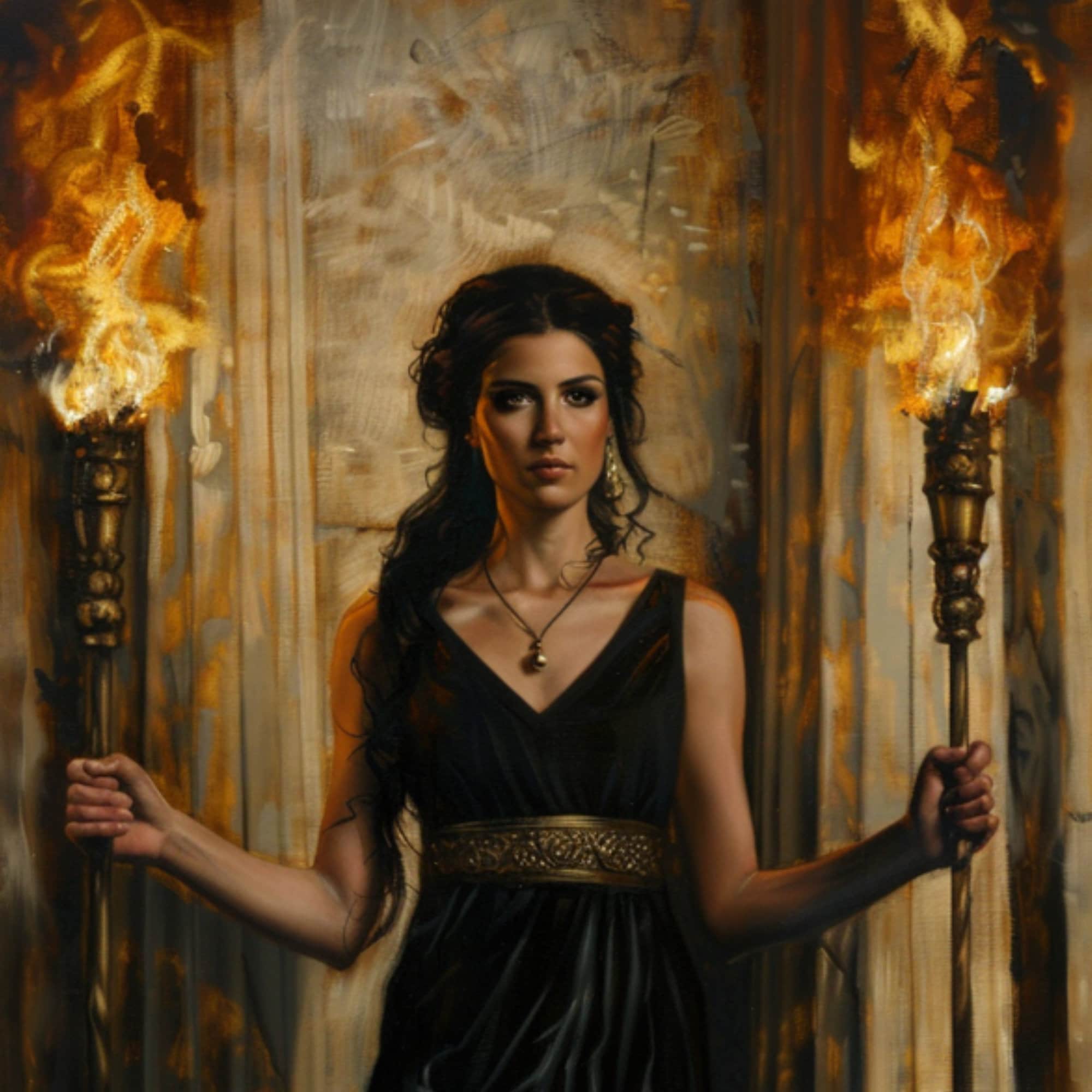 Triple Goddess Hecate With Torches PNG Digital Download, Hekate Goddess ...