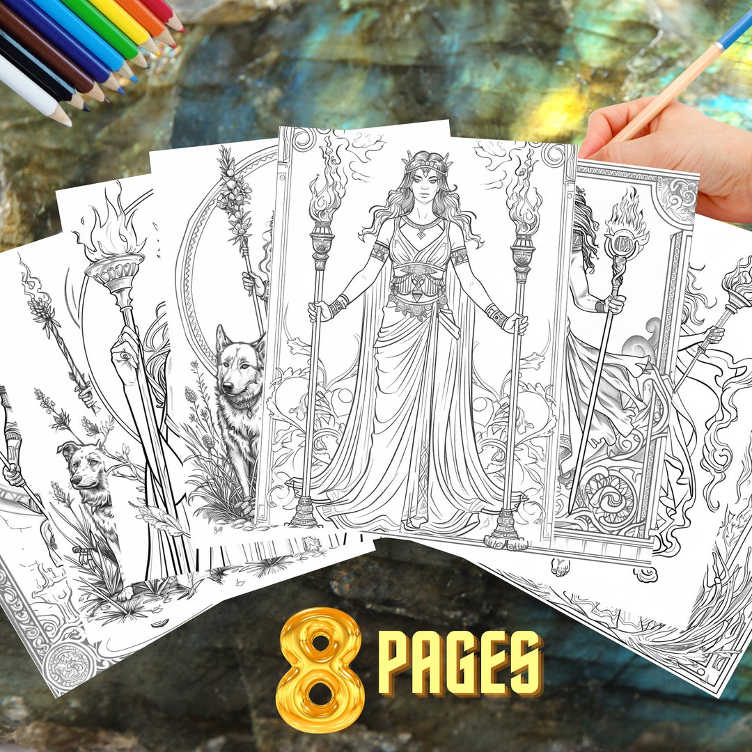 Greek Goddess of Witchcraft Hekate, 8 Coloring Pages Digital Download ...