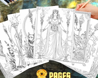 Goddess Hekate With Dogs Art Printable AI Art for Alter, Greek Goddess ...