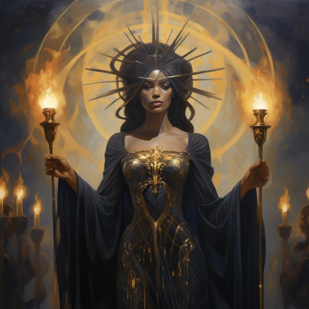 Triple Moon Goddess Hekate Printable AI Art for Alter, Greek Goddess of ...