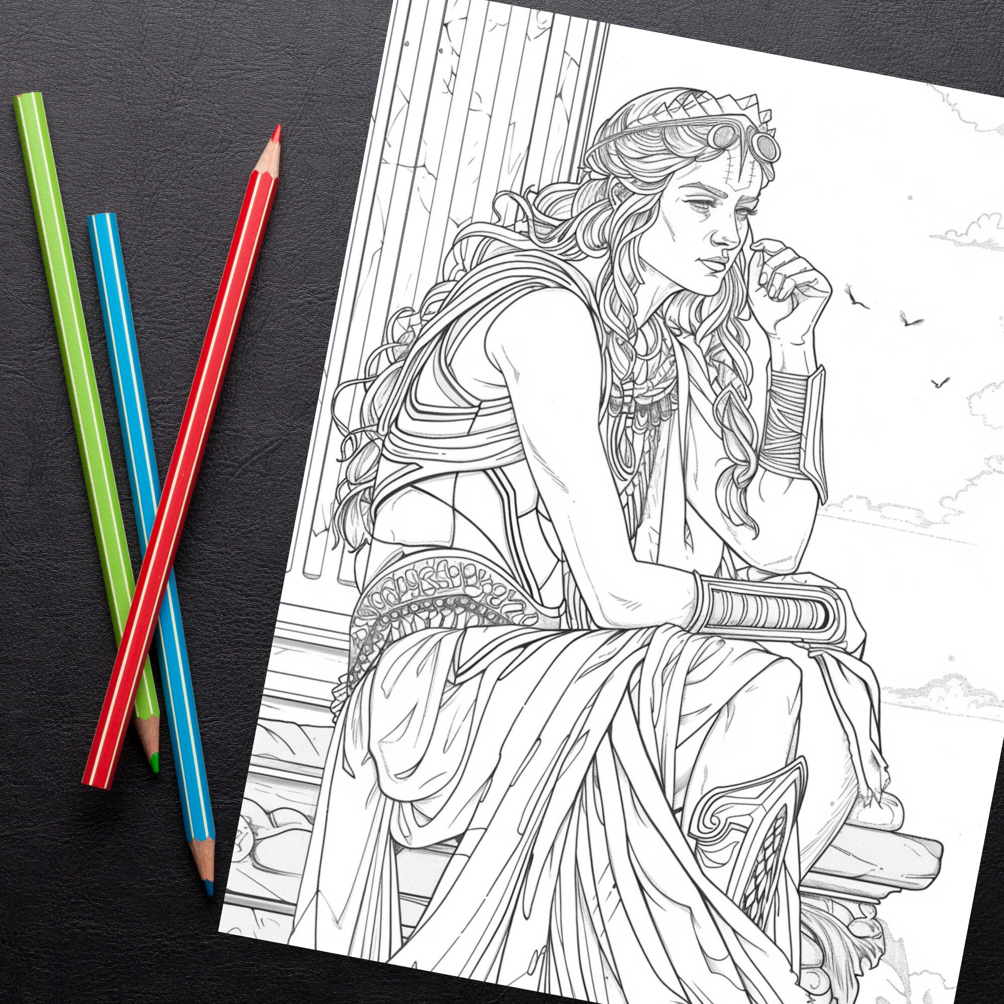 Greek Goddess Athena, 6 Coloring Pages Digital Download - Etsy