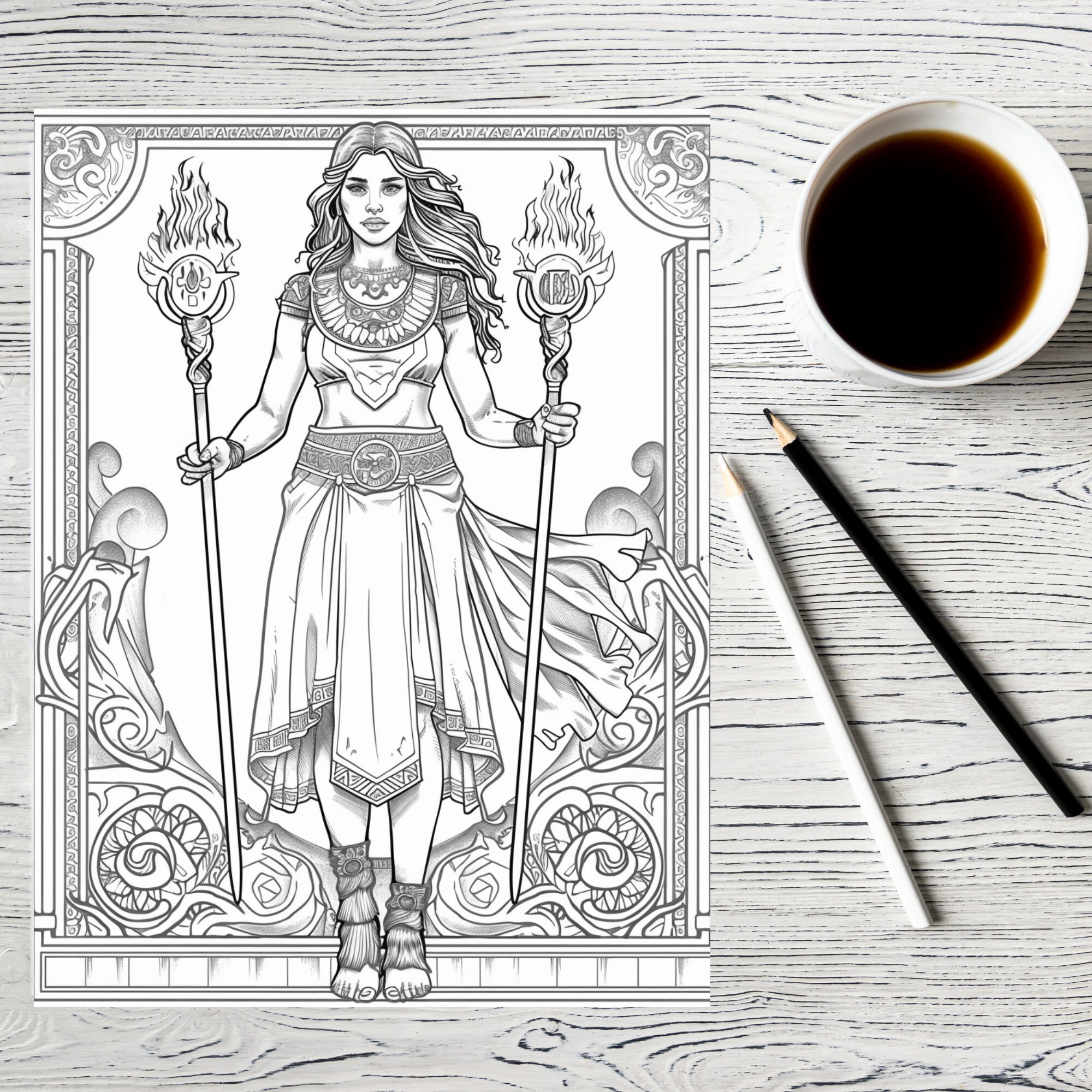 Greek Goddess of Witchcraft Hekate, 8 Coloring Pages Digital Download ...