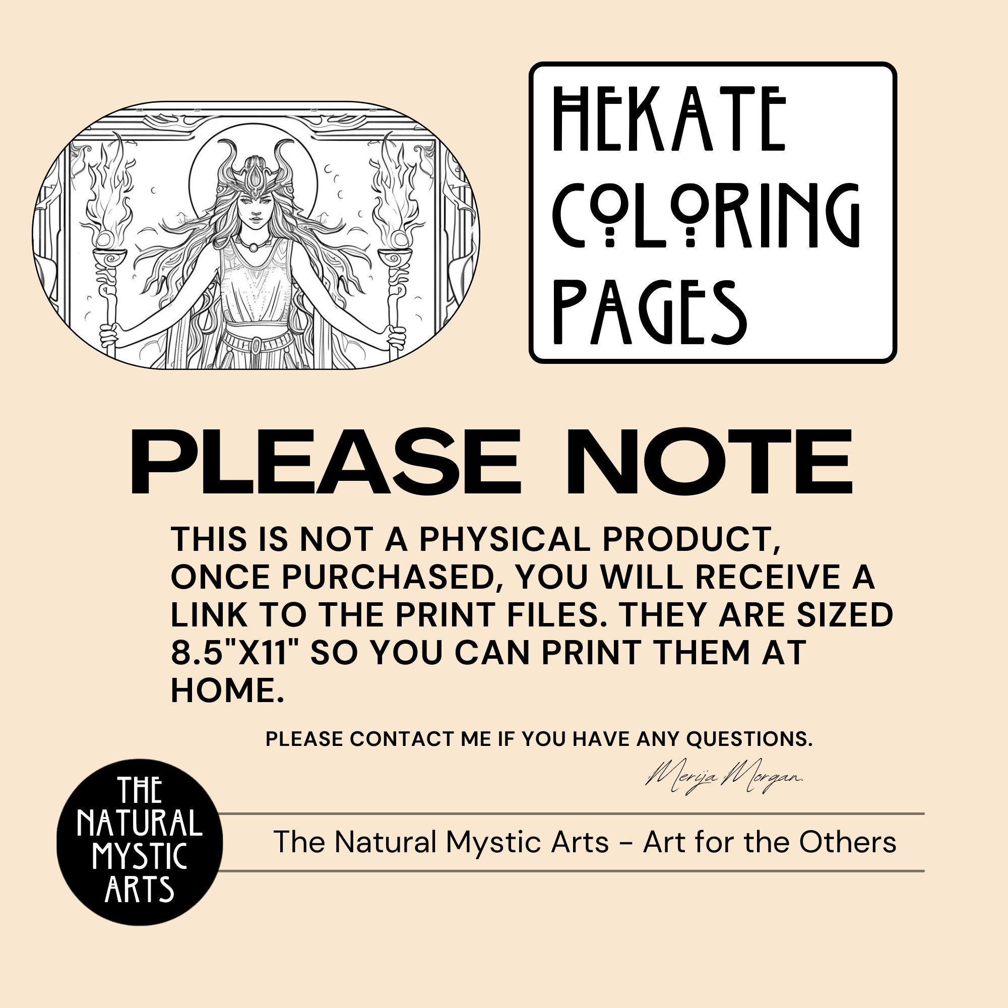 Greek Goddess of Witchcraft Hekate, 8 Coloring Pages Digital Download ...