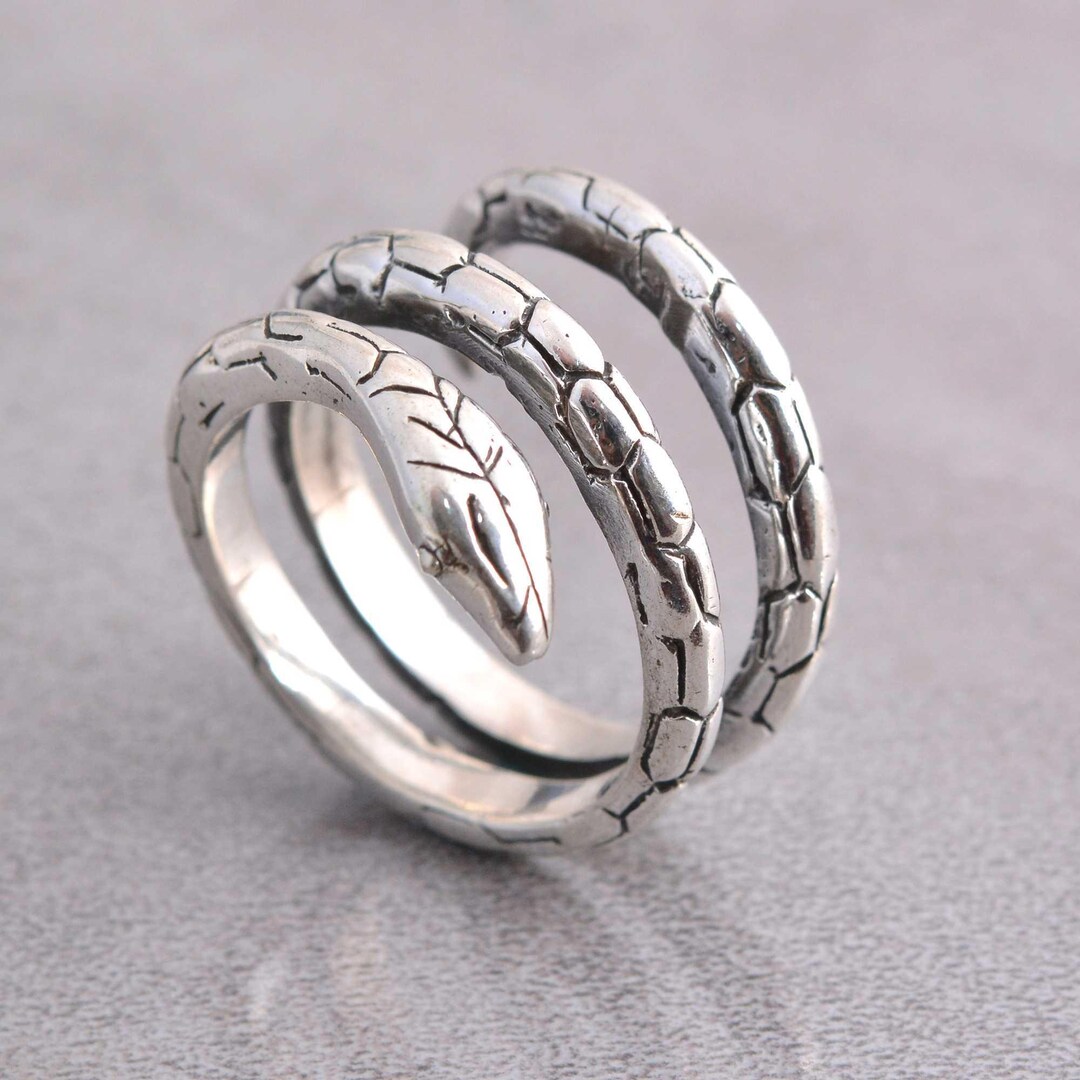 Silver Snake Coil Ring – Adjustable Serpent Design | Gothic Boho Unisex ...