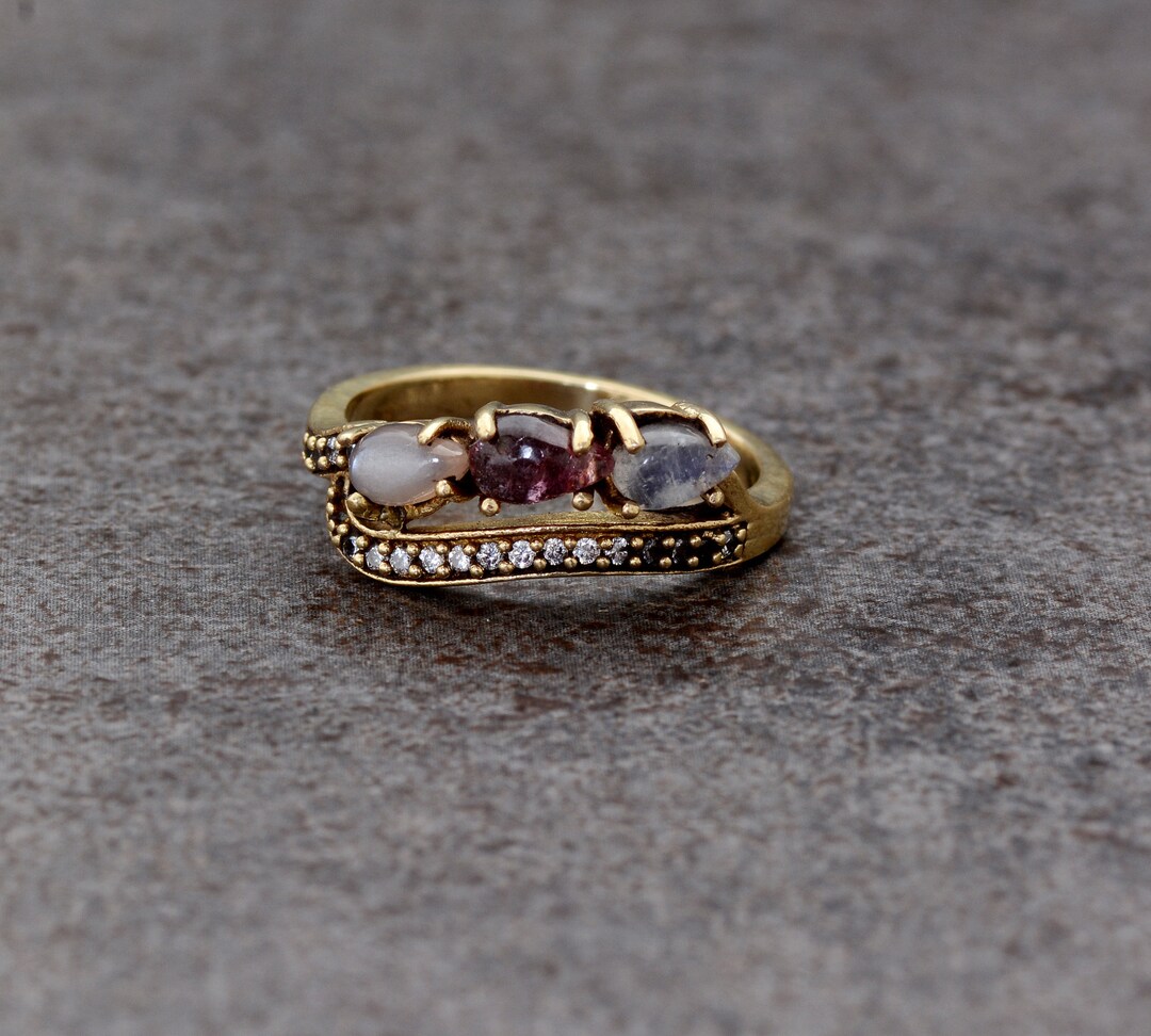 Handmade Brass Gemstone Ring, Boho Vintage Style - Etsy