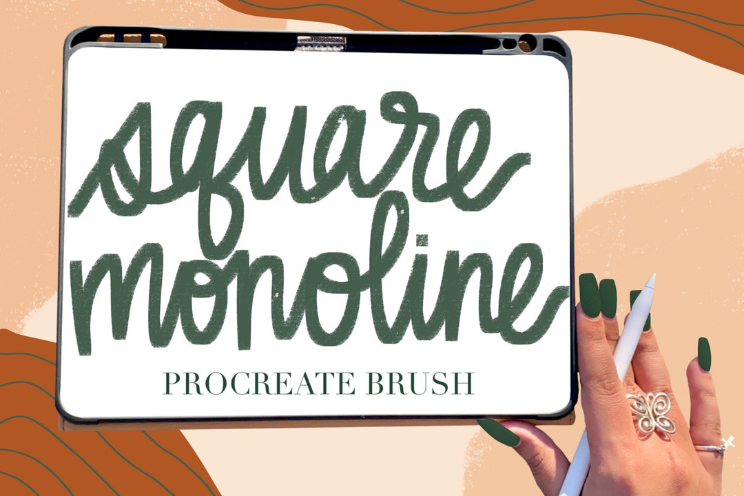 Square Monoline Procreate Brush - Textured Procreate Brush - Non ...