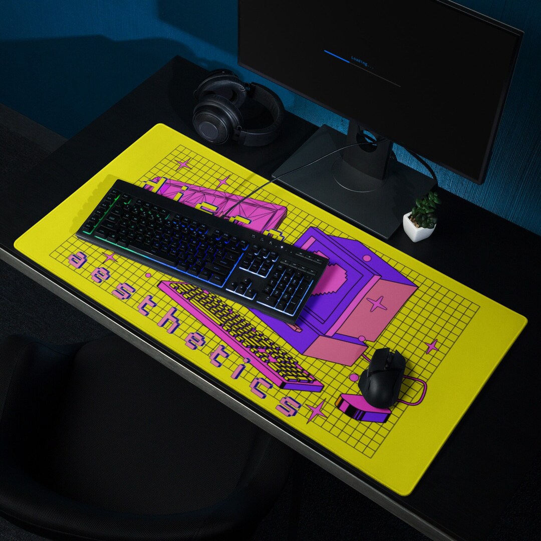 YELLOW Y2K DESKMAT Retro Vaporwave Mouse Pad Large Mouse Pad - Etsy