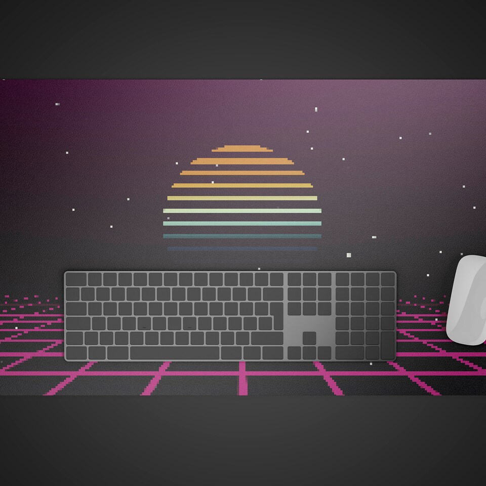 Retro Vaporwave Desk Mat, 80s Pixel Art Desk Pad, Xxl Gaming Mouse Pad ...