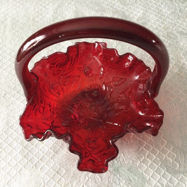 Fenton Glass Basket - Etsy