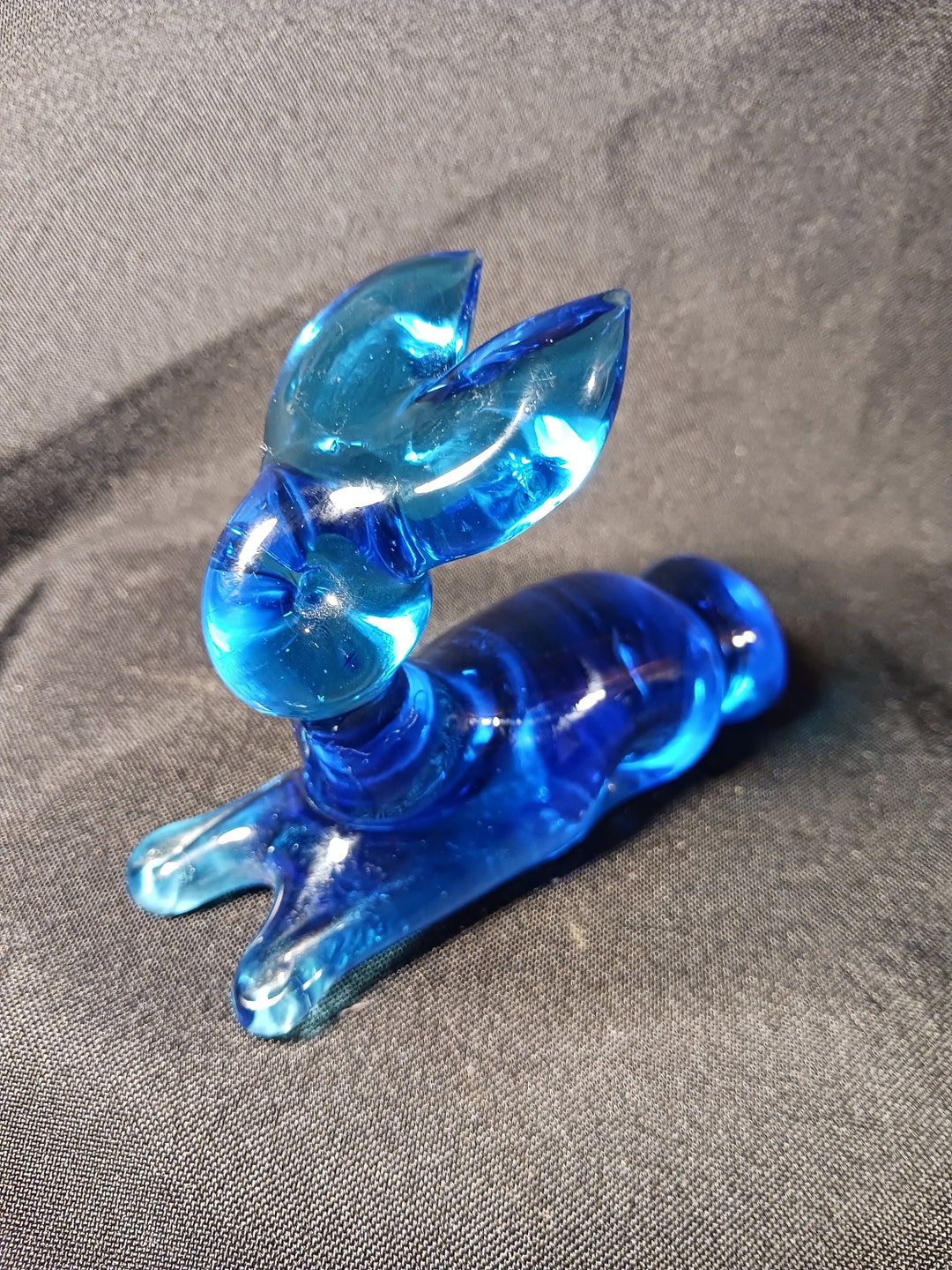 Vintage Cobalt Blue Laying Art Glass Bunny Rabbit - Etsy