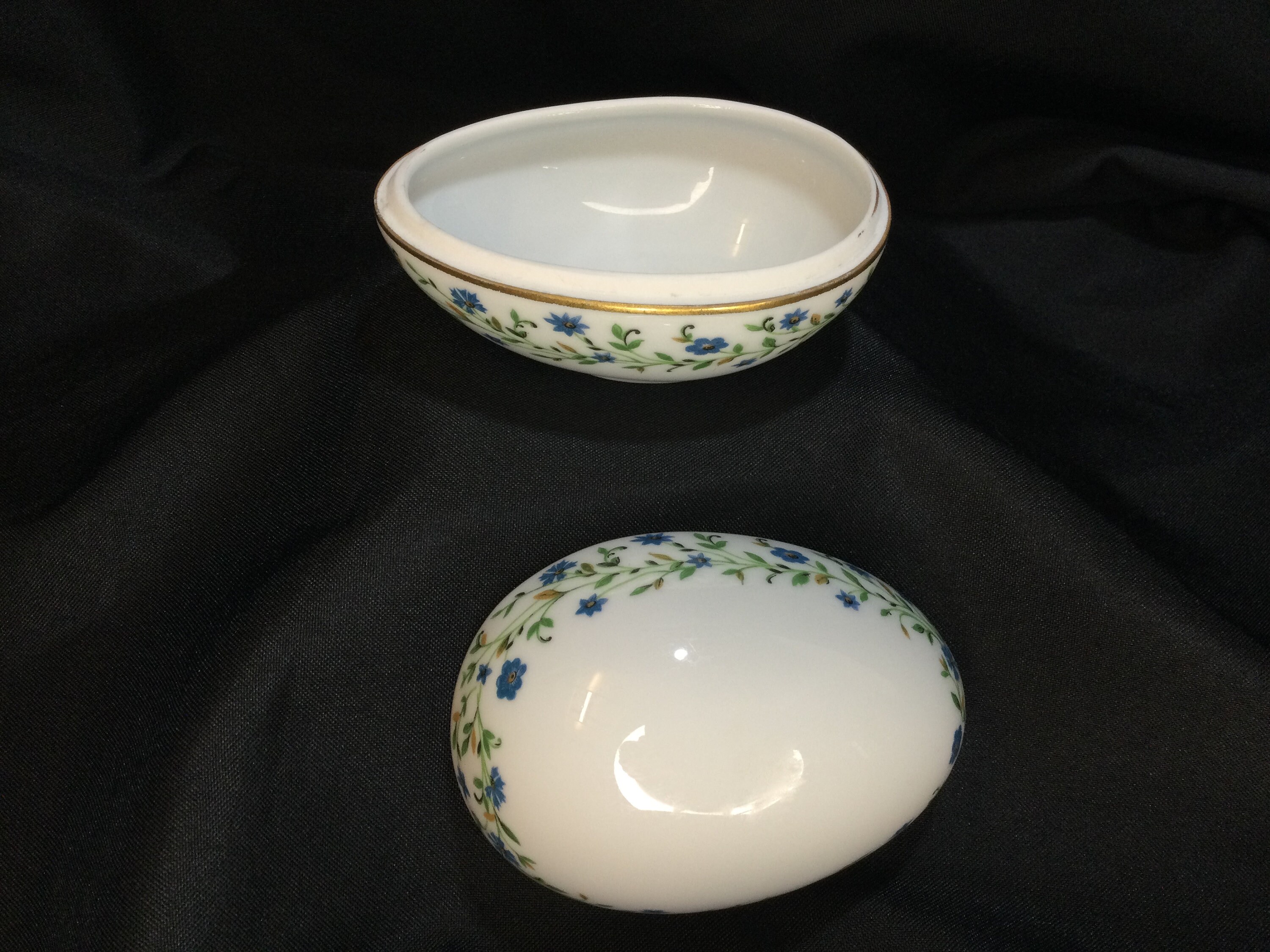 Vintage Limoges Blue Floral Egg Shaped Trinket Box France - Etsy