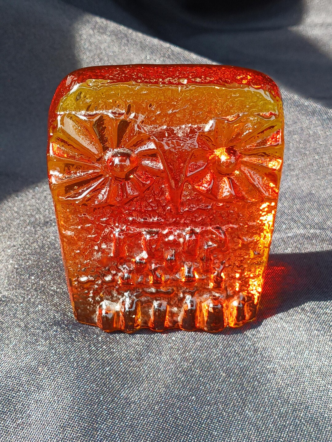 Vintage 3" Blenko Amber Art Glass Owl Figurine Paperweight - Etsy