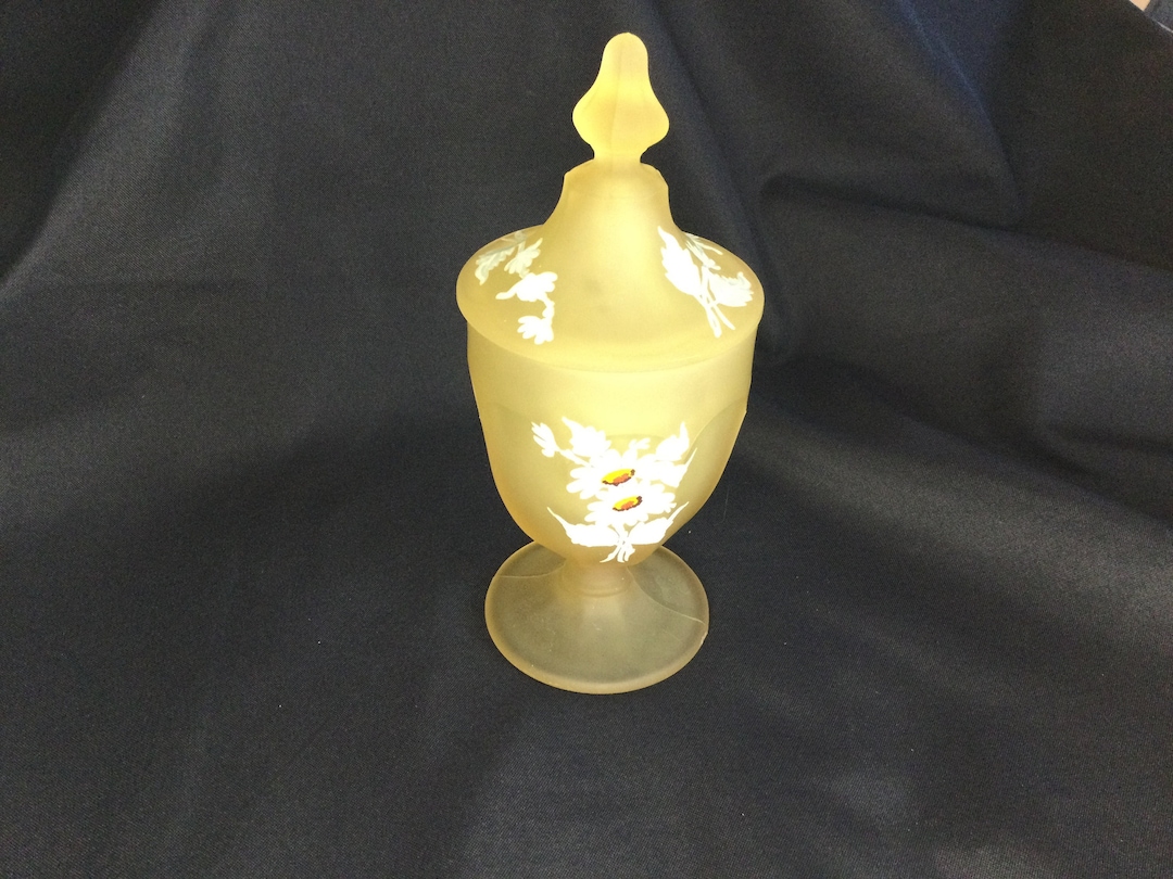 Vintage Westmoreland Yellow Satin Daisy Lidded Candy Jar - Etsy