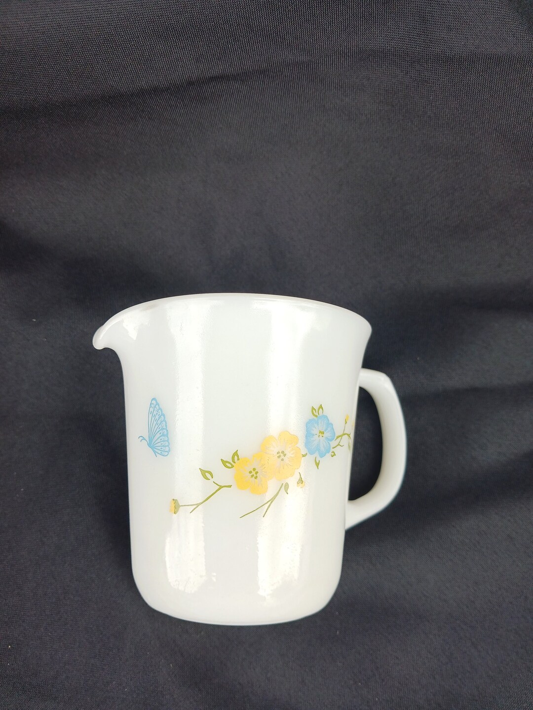 Vintage Pyrex Milk Glass Creamer "flirtation" Butterfly Floral - Etsy