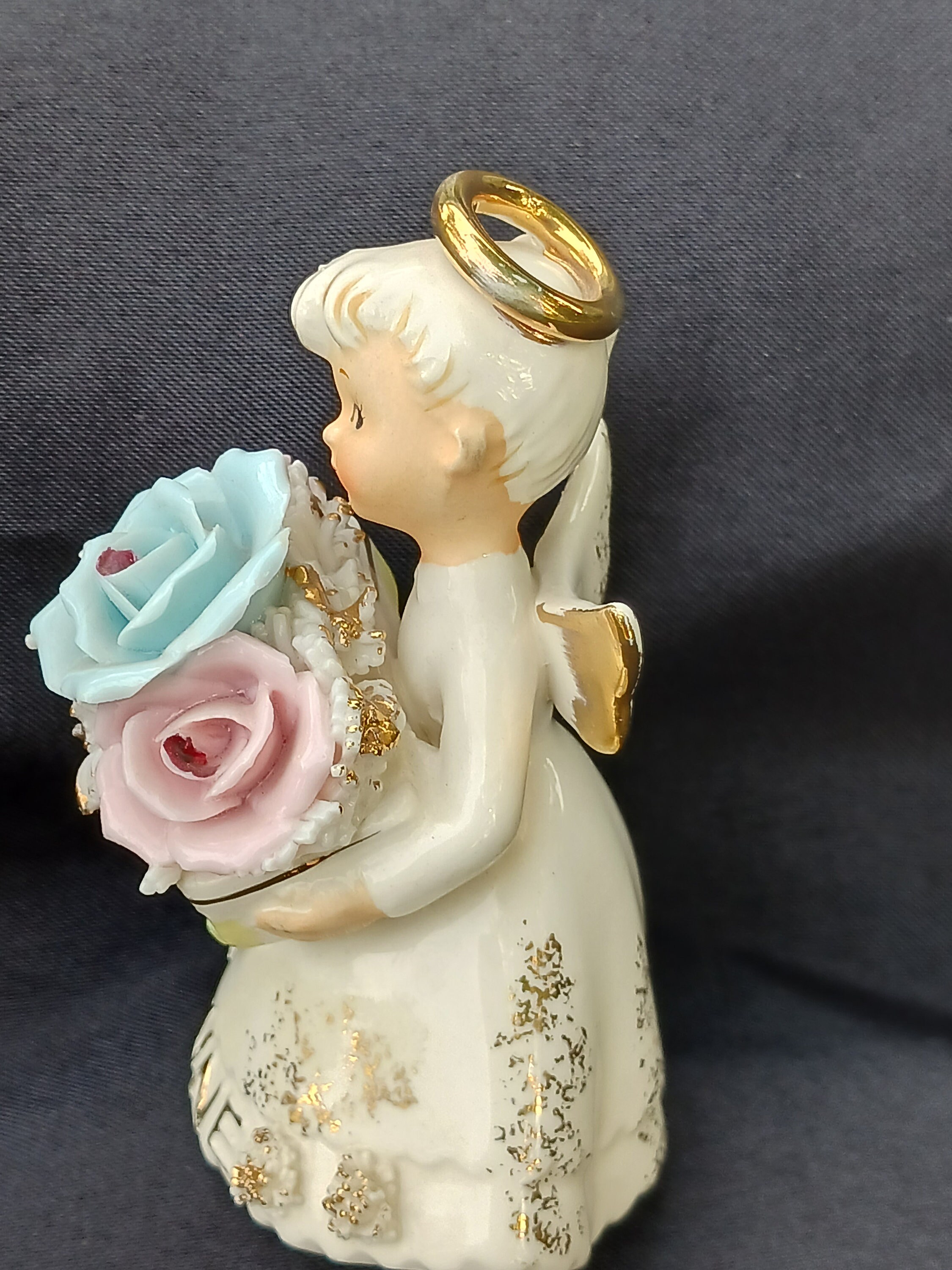 Vintage Lefton June 489 Birthday Angel Rose Pearl - Etsy
