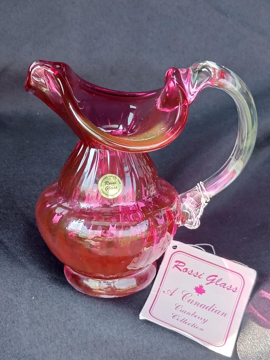 Vintage Rossi Cranberry Glass Art Glass Collectible Pinched Spout ...