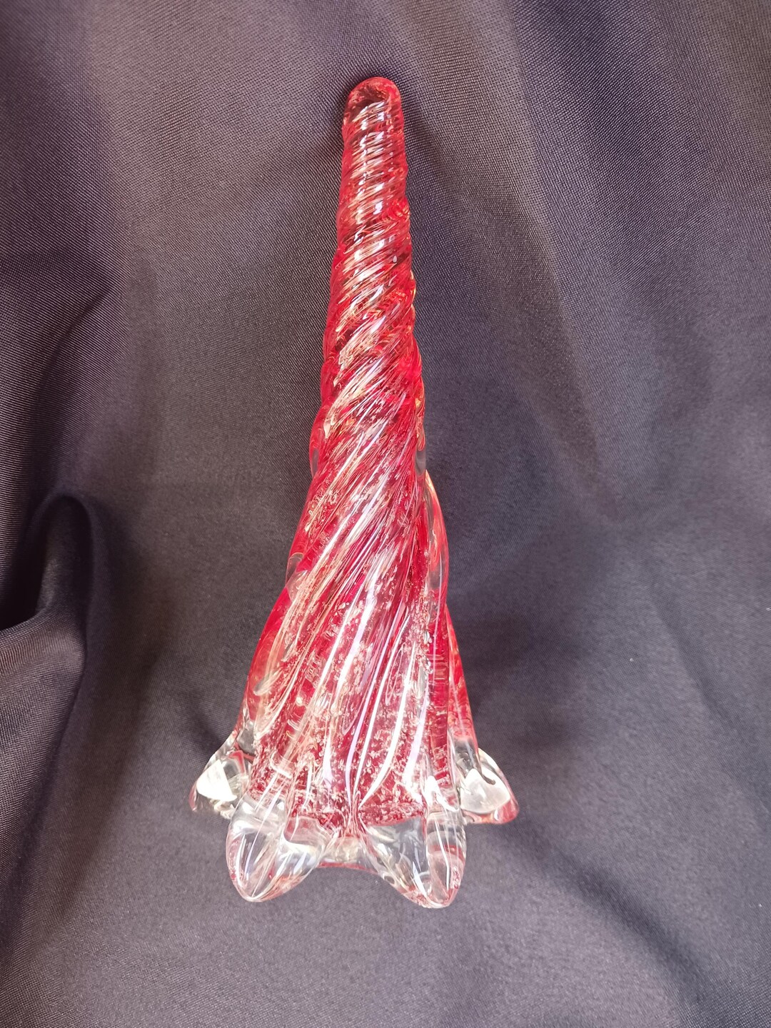 Vintage 8 1/2 Venetian Red Swirl Italian Art Glass Christmas Pine Tree ...