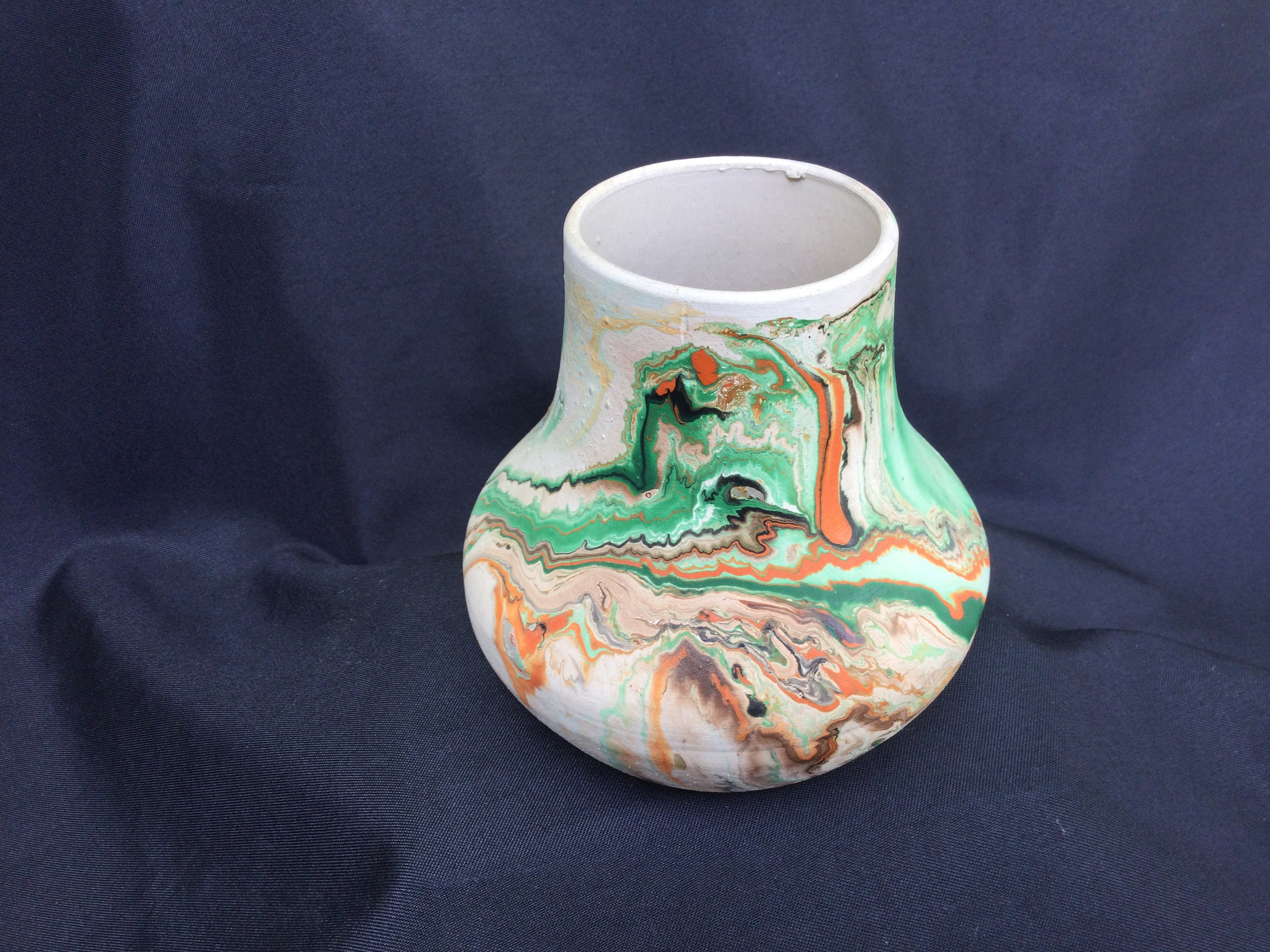 Vintage Nemadji Pottery 5 Swirl Vase Signed - Etsy