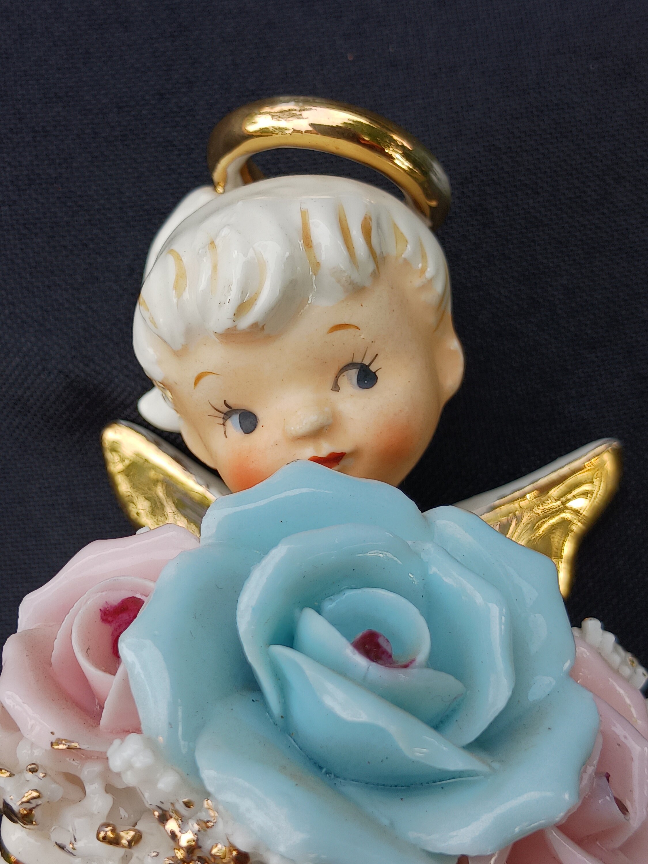 Vintage Lefton June 489 Birthday Angel Rose Pearl - Etsy