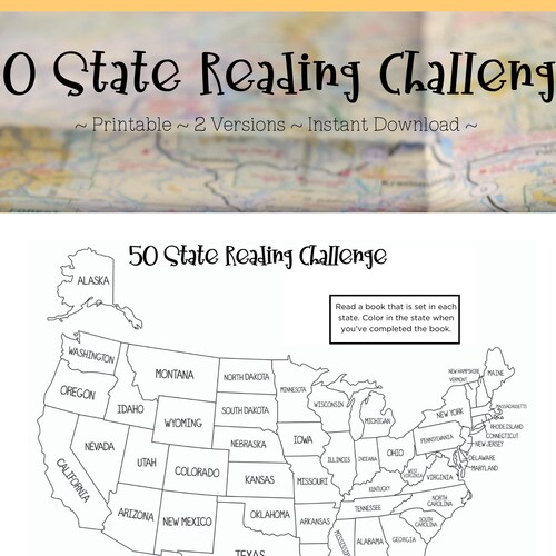 50 State Reading Challenge Tracker Book Tracker Reading - Etsy