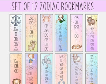 Printable Zodiac Bookmarks, Horoscope Bookmarks, Instant Download of 12 ...