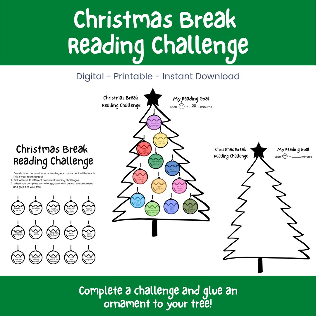 Christmas Break Reading Challenge for Kids - Digital Download - Etsy UK