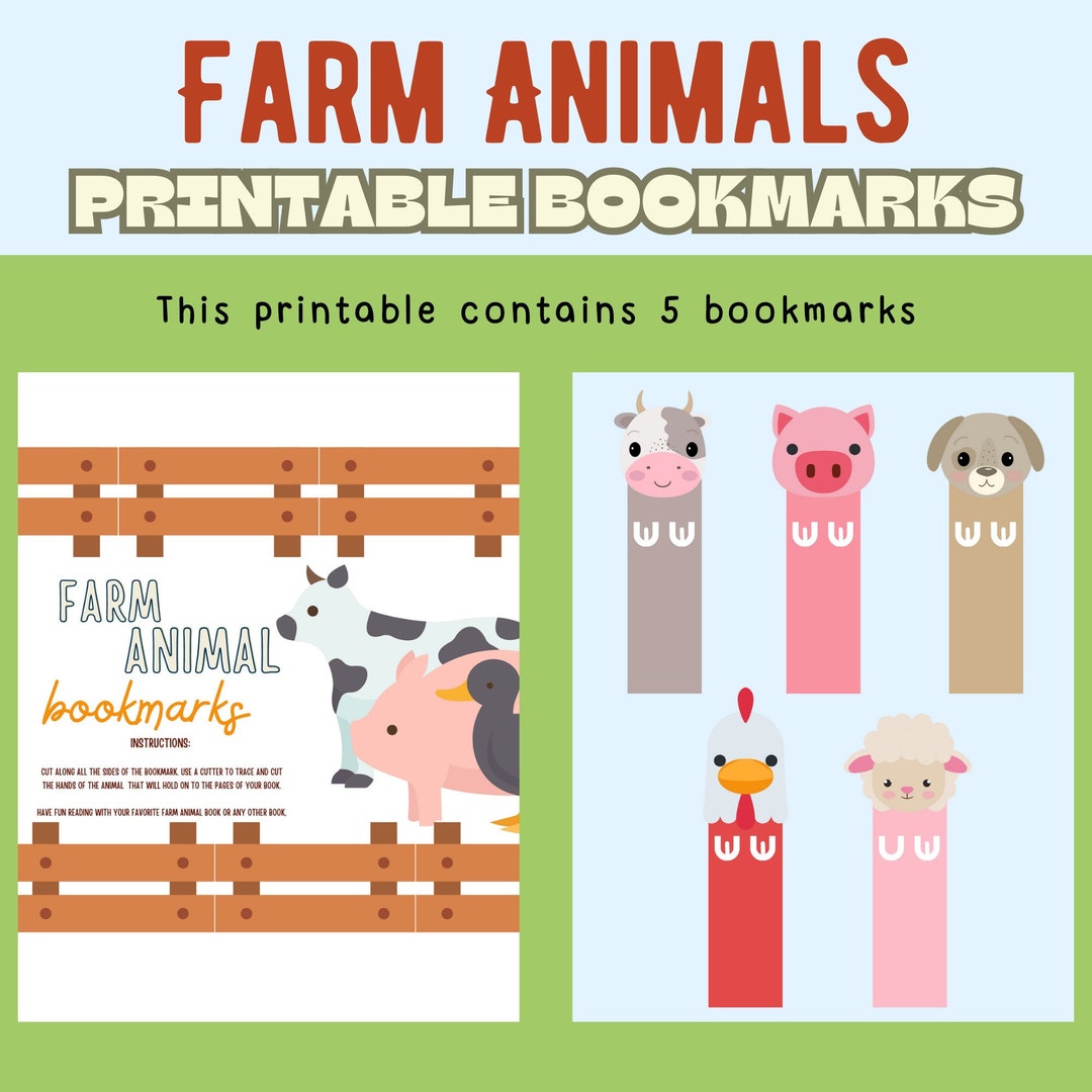 Farm Animal Bookmarks - Printable Bookmarks - Bookmarks for Kids - Cute ...