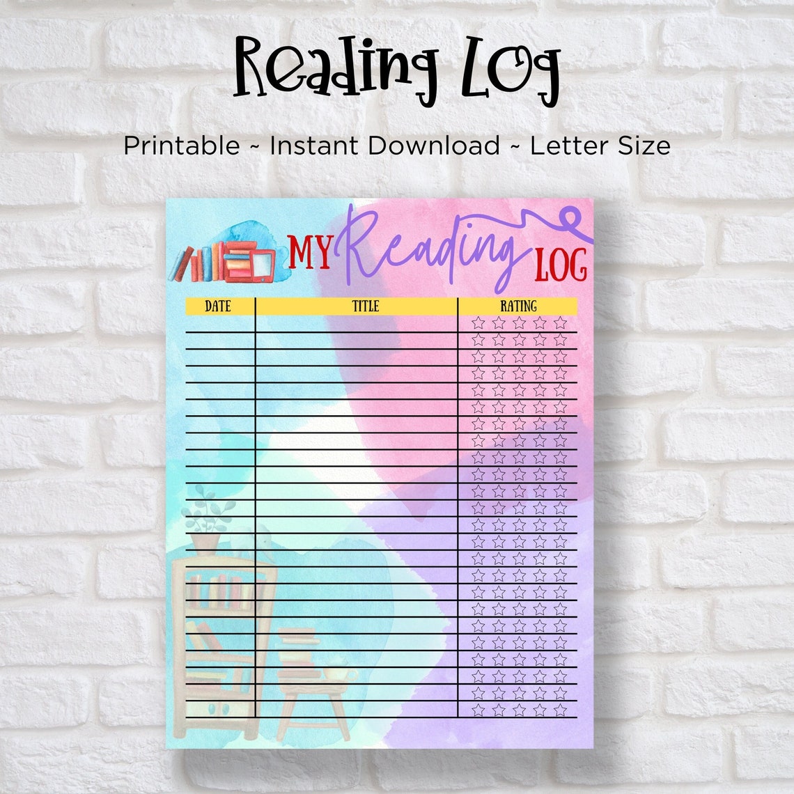 Reading Log Printable - Book Tracker - Reading Record for Bookworms ...