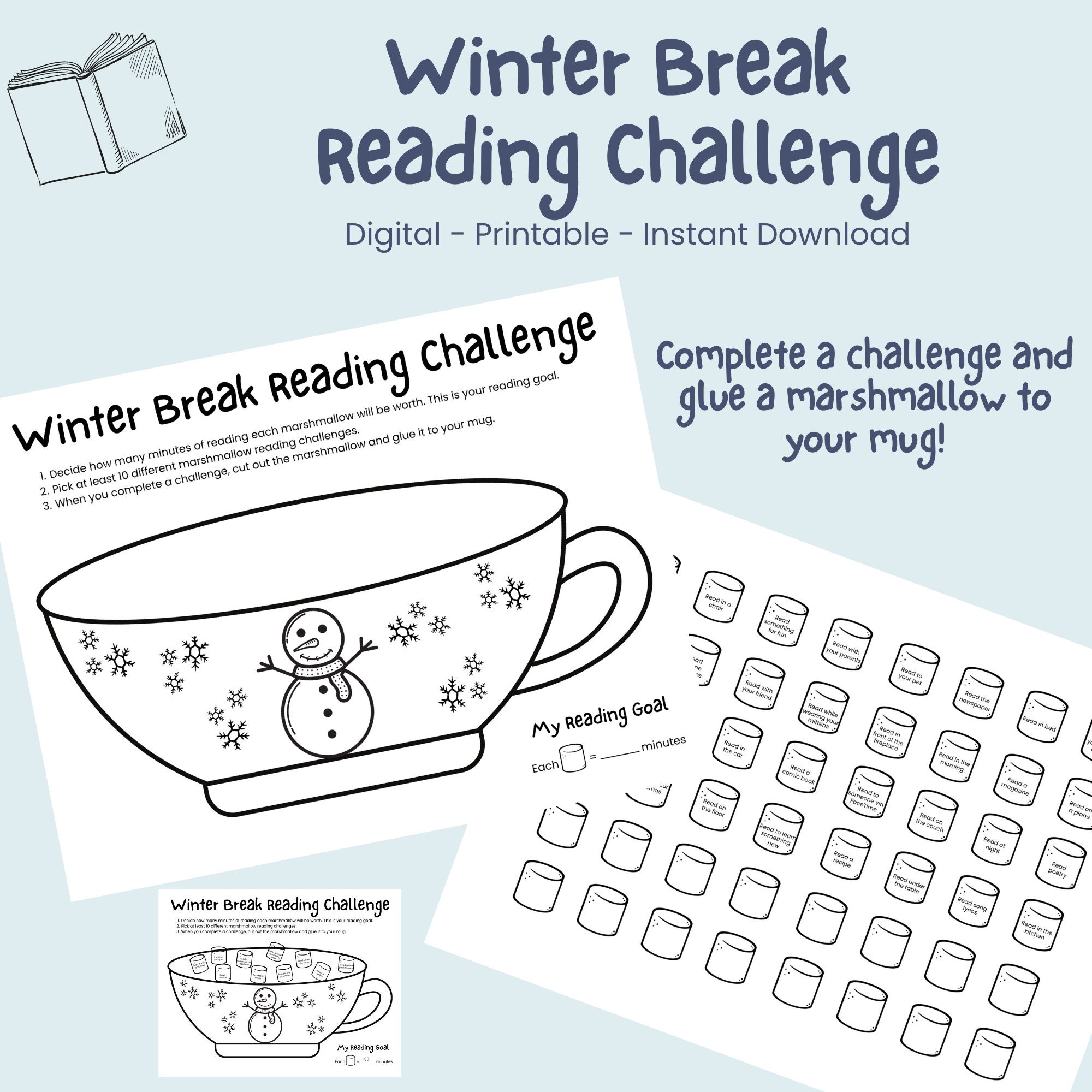 Winter Break Reading Challenge for Kids - Digital Download - Etsy