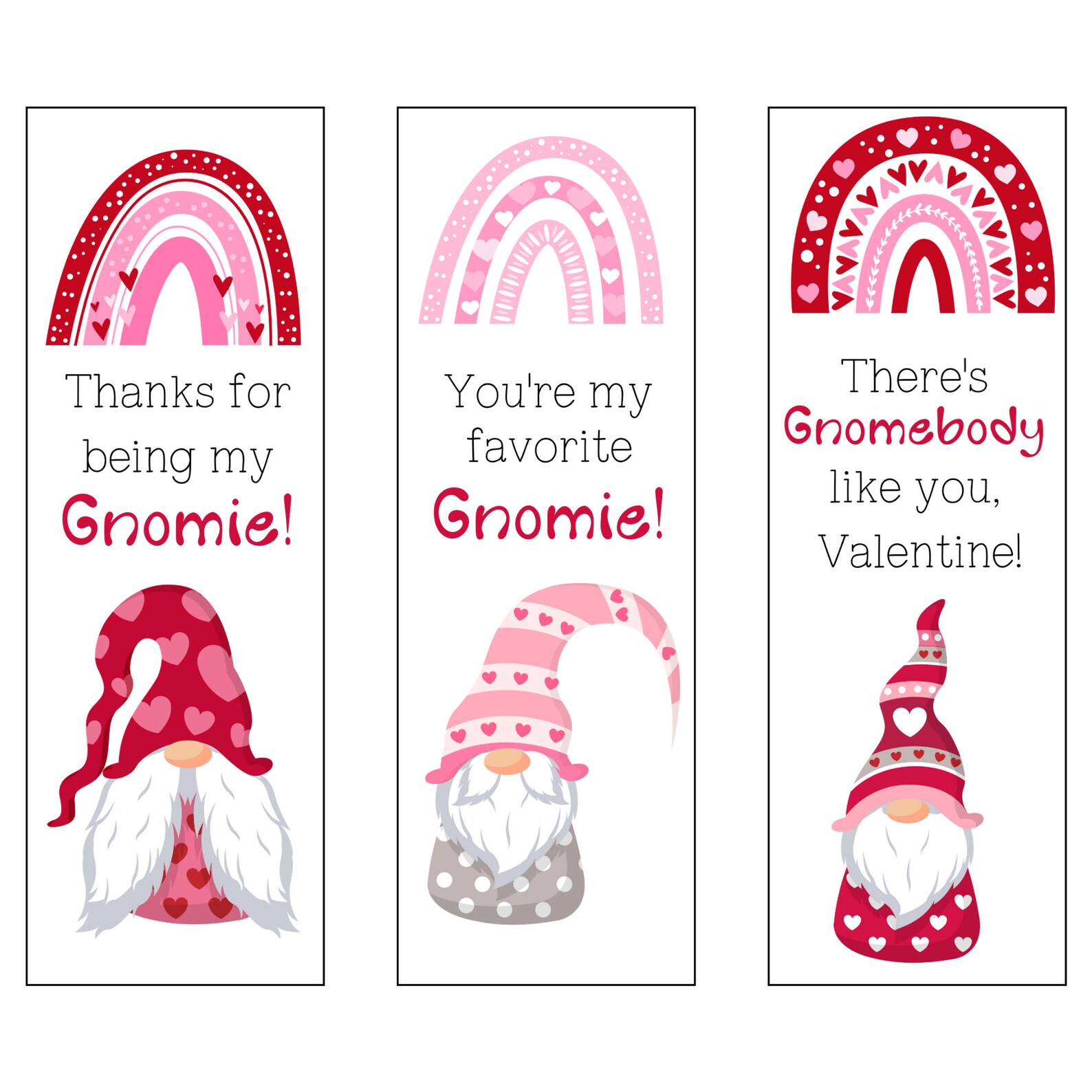 Set of 6 Valentine's Gnome Bookmarks With Quotes About Reading - Book ...