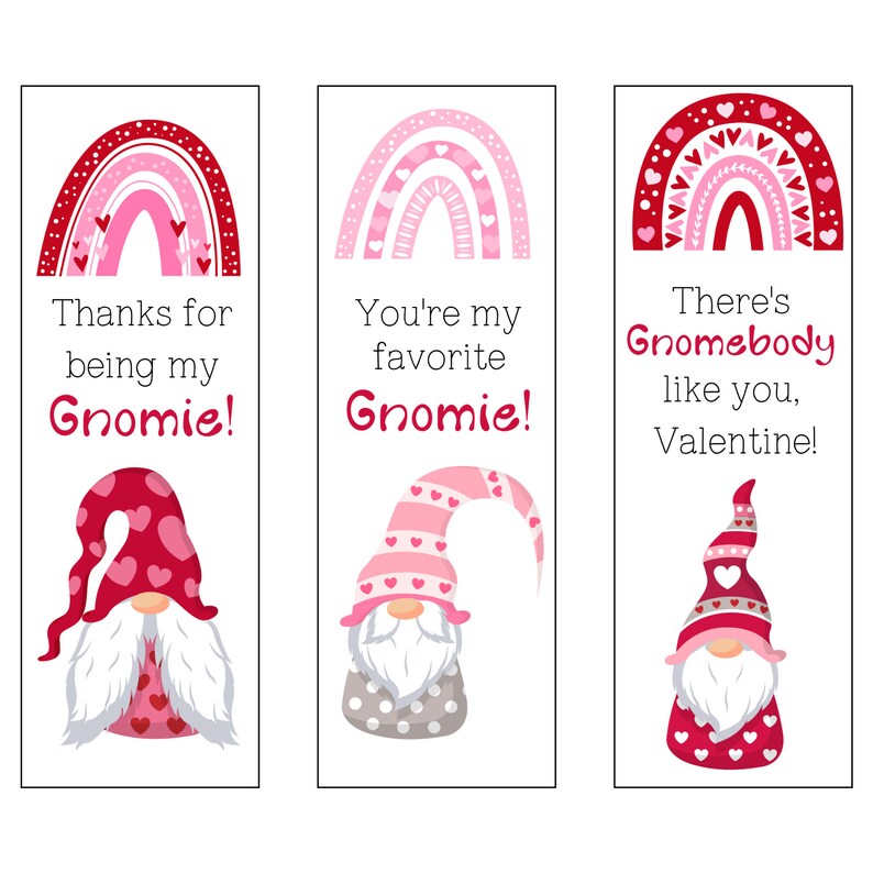 Set of 6 Valentine's Gnome Bookmarks With Quotes About Reading - Book ...