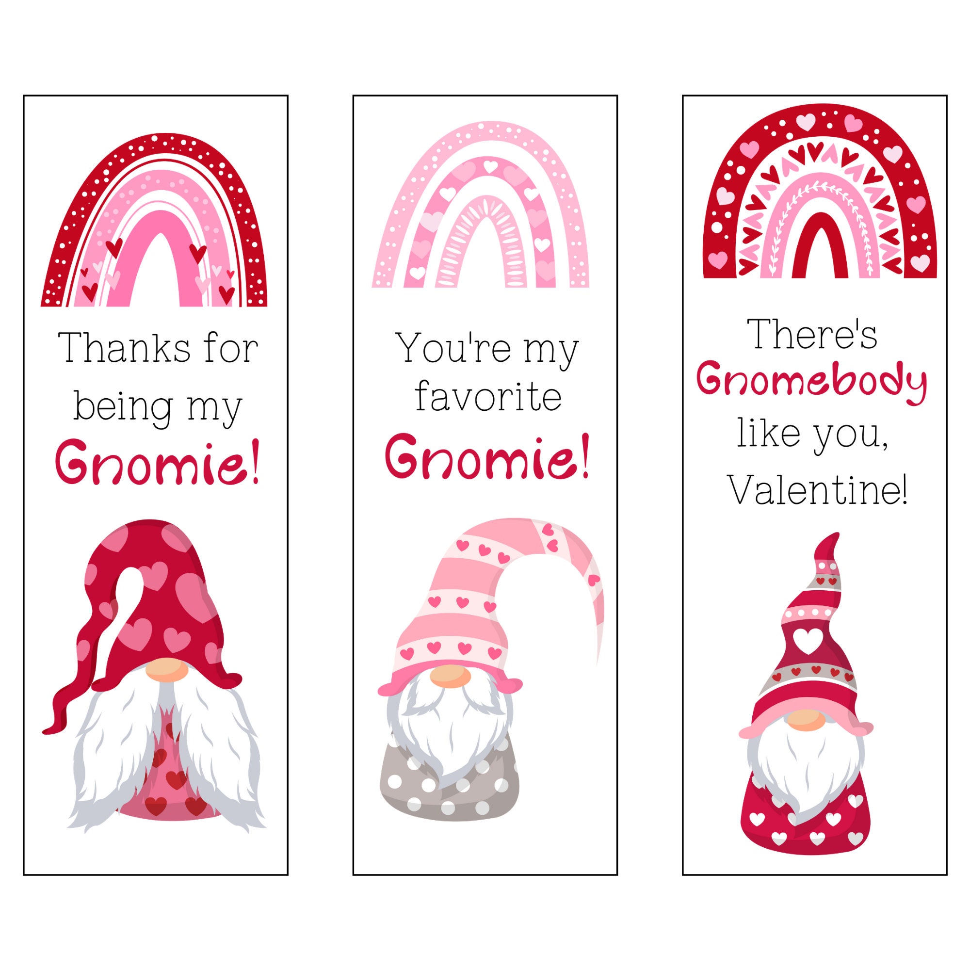 Set of 6 Valentine's Gnome Bookmarks With Quotes About Reading - Book ...