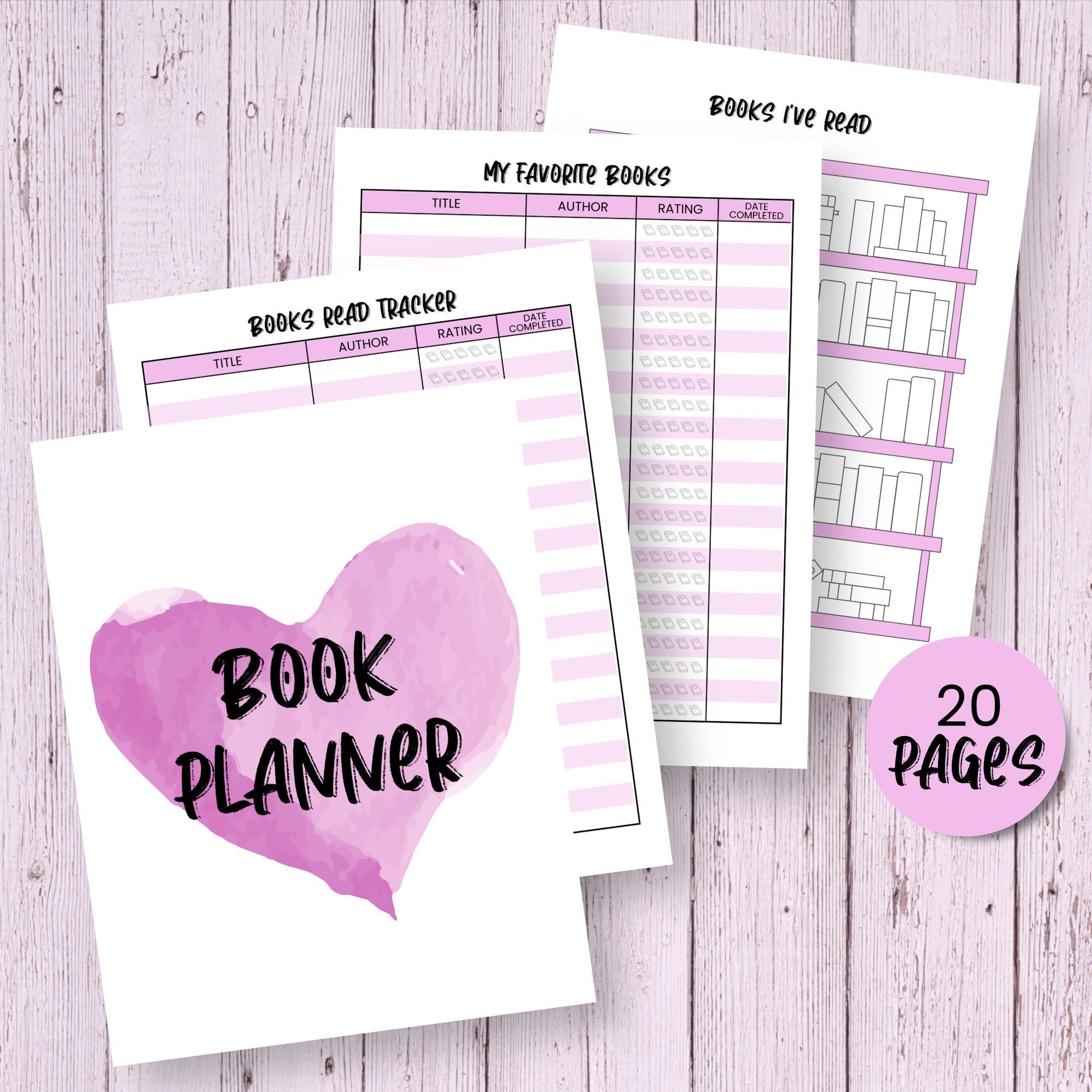 Paper Book Planner Bundle Reading Tracker Book Log Reading Journal ...