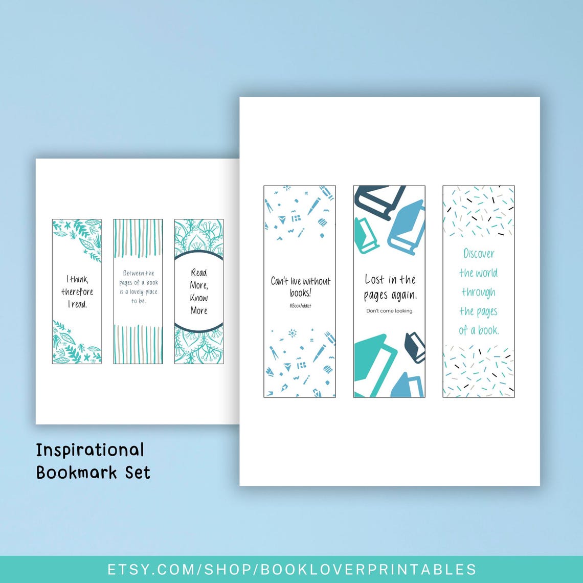Set of 6 Reading Quote Bookmarks - Minimalist Reading Quotes Printable ...