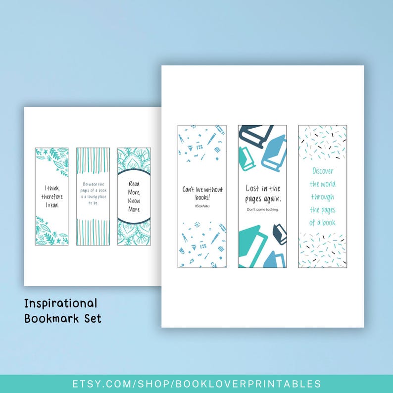 Set of 6 Reading Quote Bookmarks - Minimalist Reading Quotes Set ...