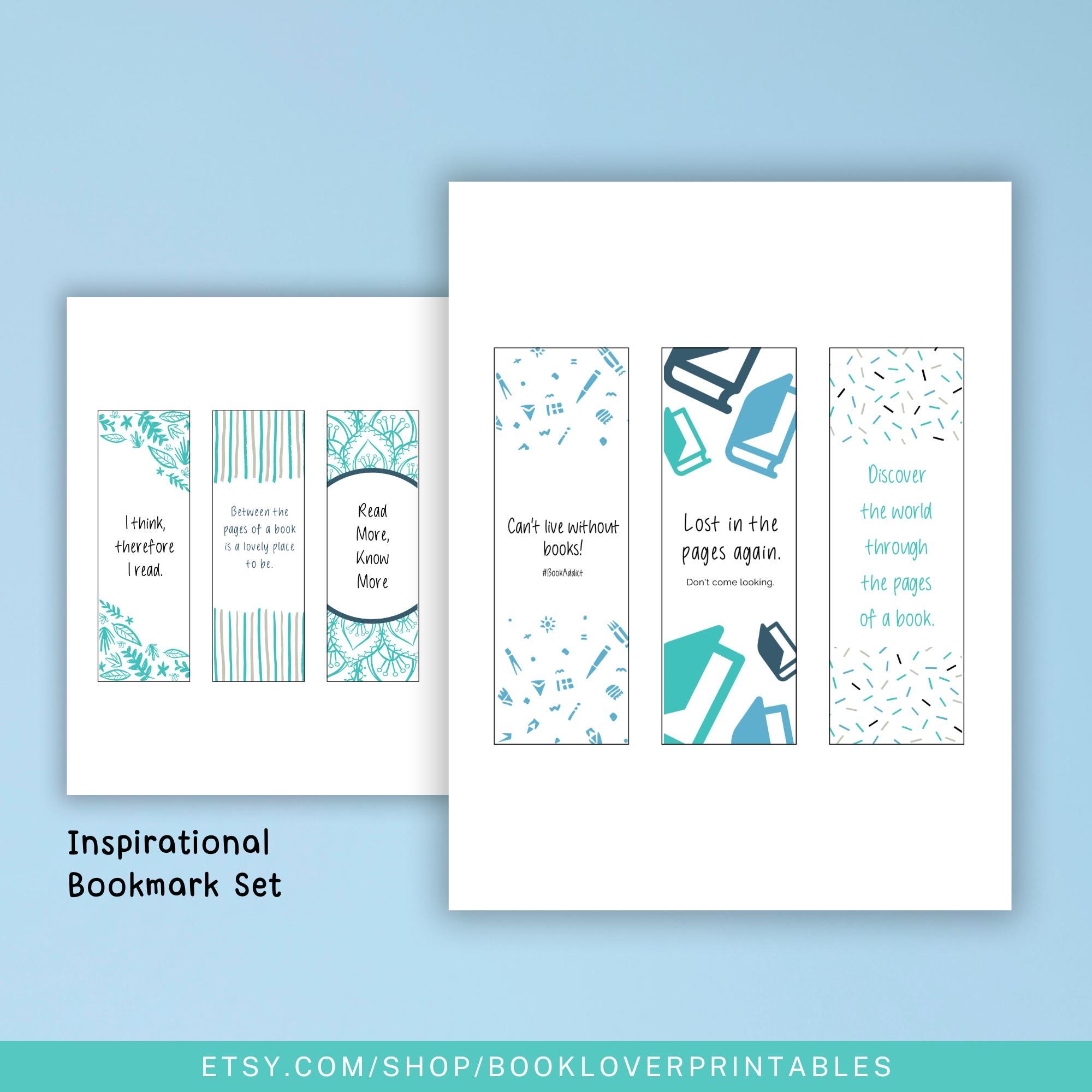 Set of 6 Reading Quote Bookmarks - Minimalist Reading Quotes Printable ...