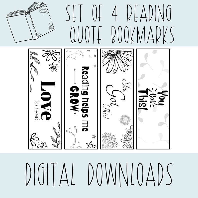 Black and White Printable Bookmarks - Book Lovers Bookmarks ...