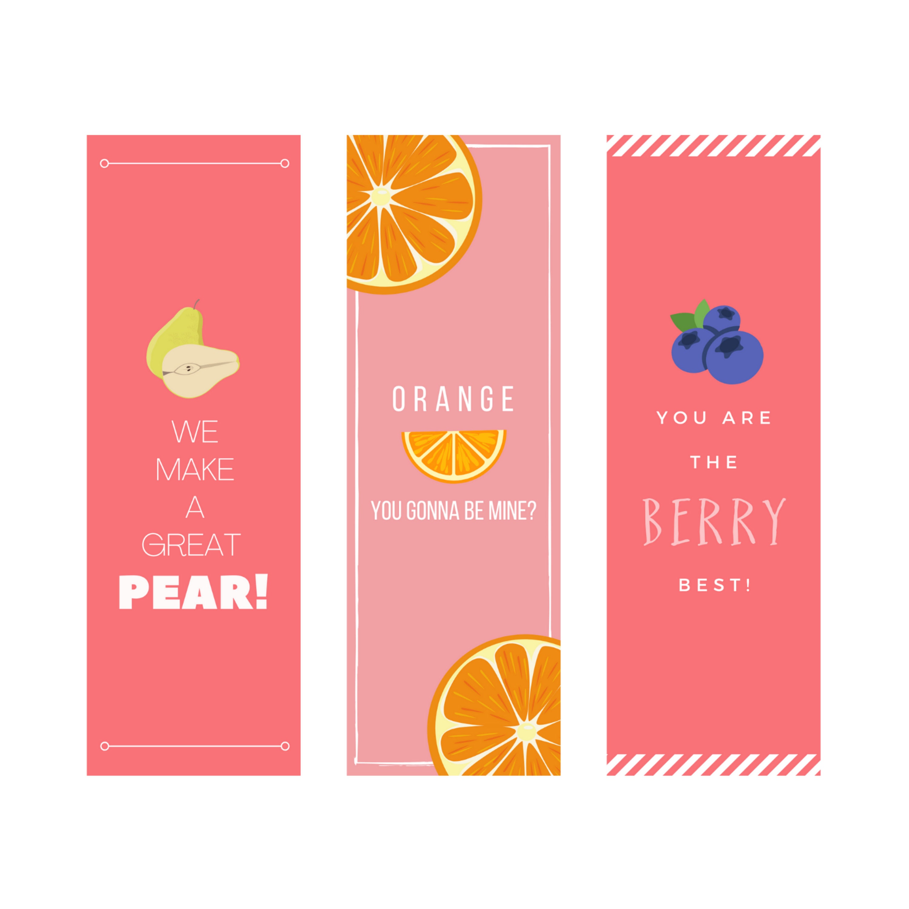 Valentine's Day Bookmarks With Fruit Puns | Set of 6 | Digital Download ...