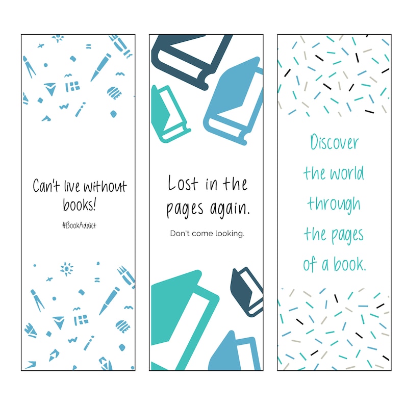 Printable Bookmarks - Set of 6 Minimalist Bookmarks With Quotes About ...