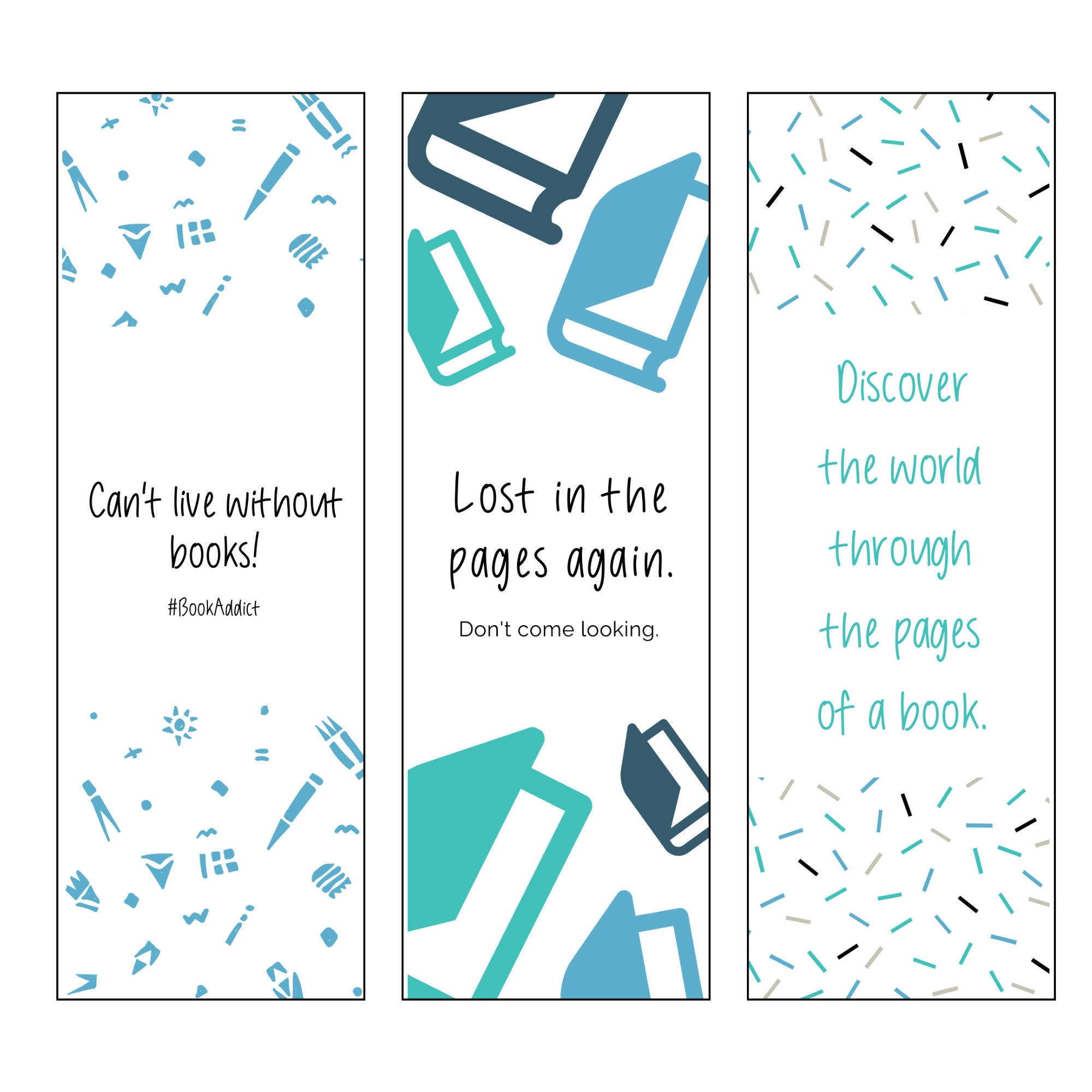 Printable Bookmarks - Set of 6 Minimalist Bookmarks With Quotes About ...