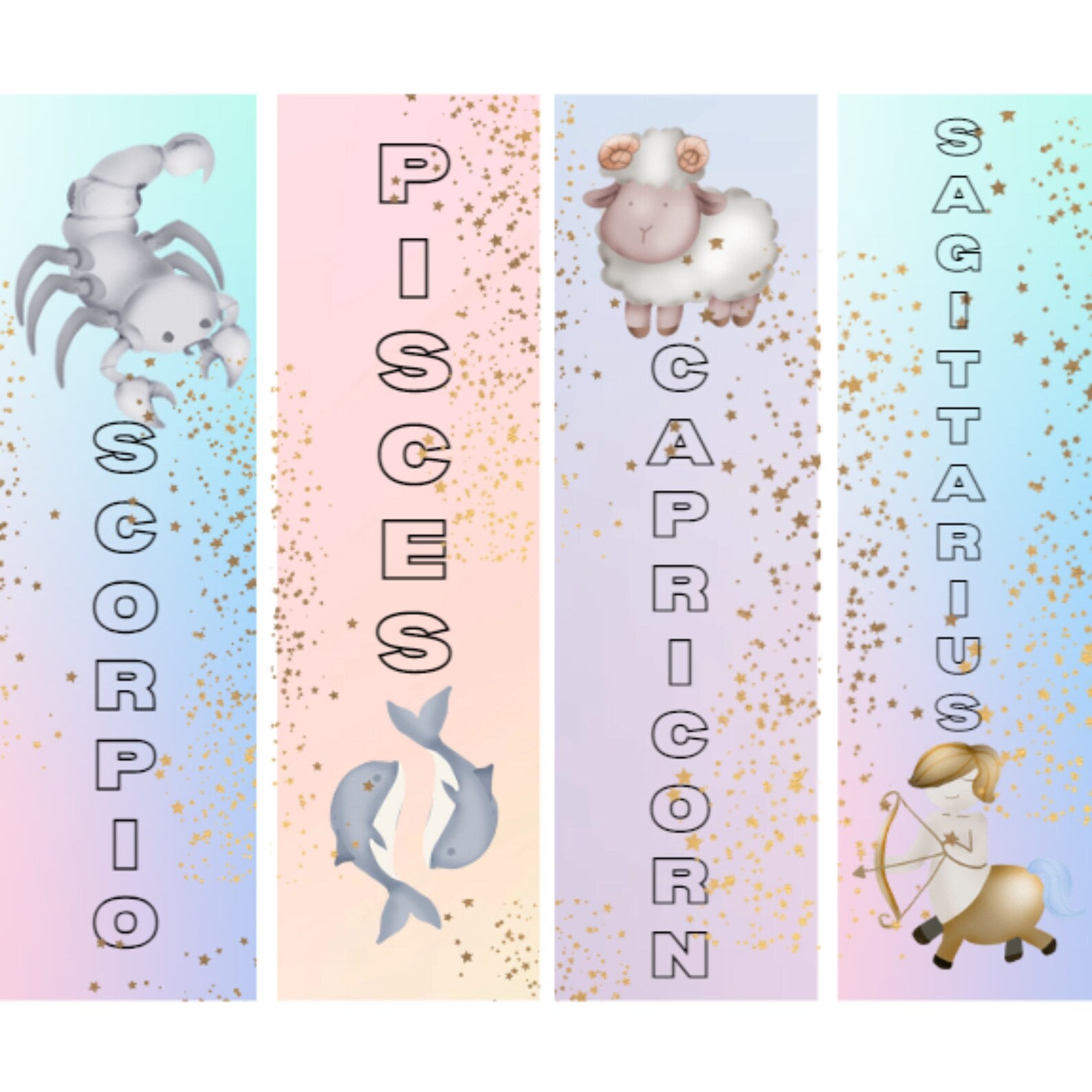 Zodiac Bookmarks - Zodiac Signs - Set of 12 - Digital Download ...