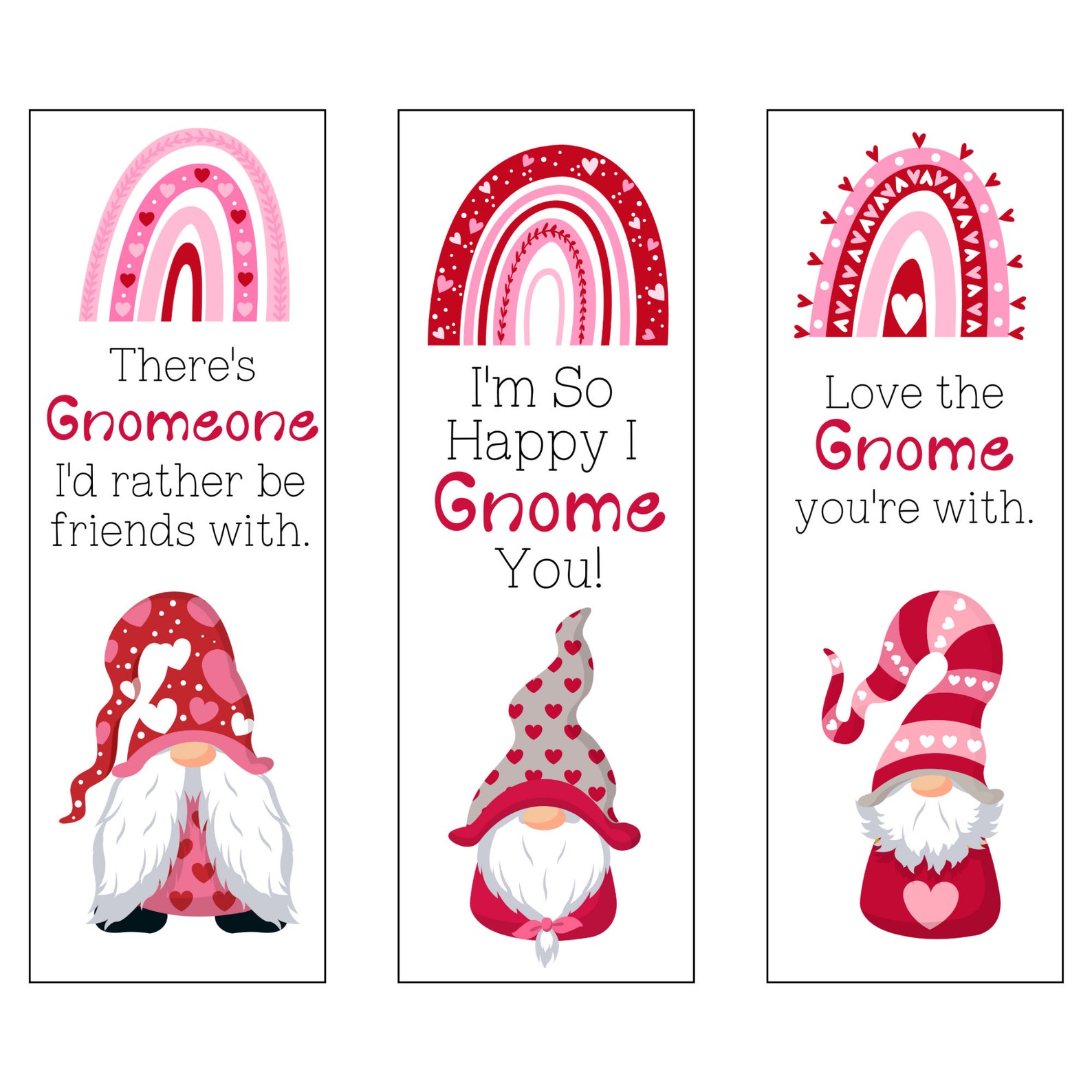 Set of 6 Valentine's Gnome Bookmarks With Quotes About Reading - Book ...