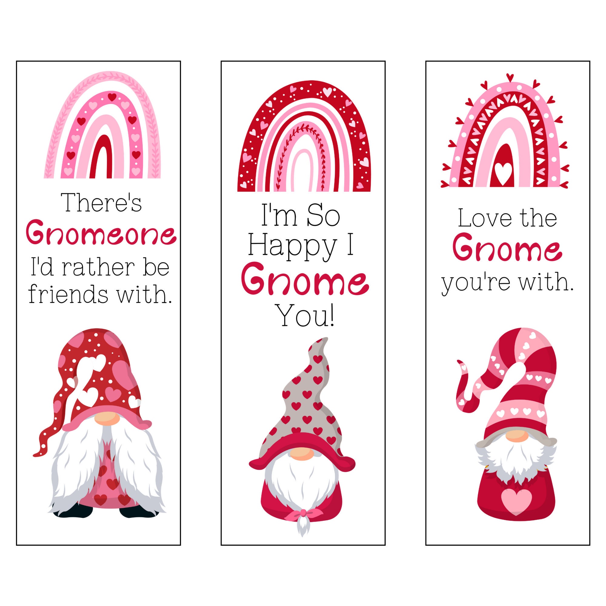 Set of 6 Valentine's Gnome Bookmarks With Quotes About Reading - Book ...