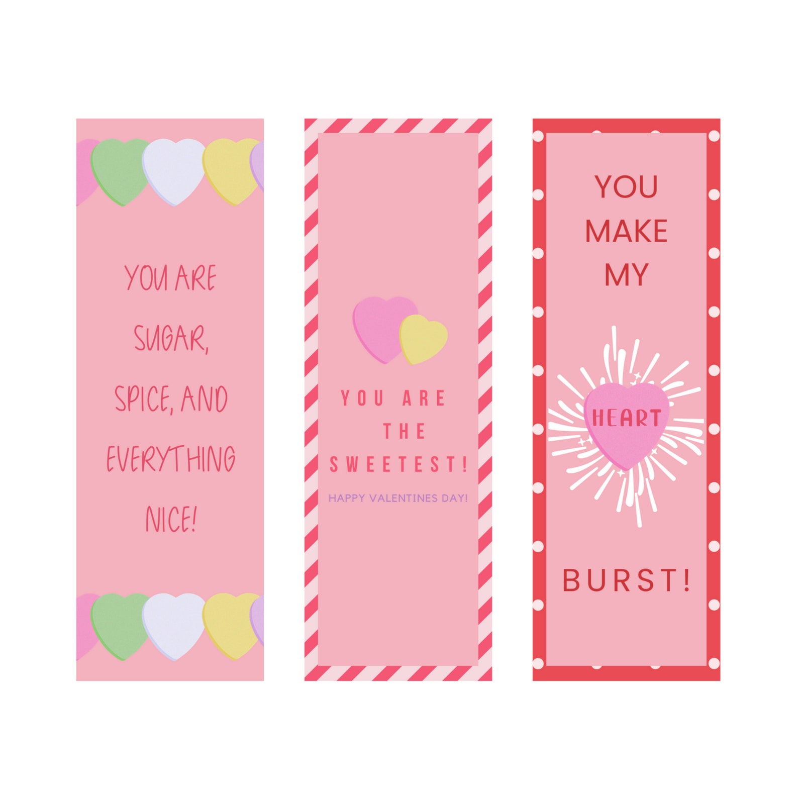 Valentine's Day Bookmarks Set of 6 Digital Download Printable Bookmarks ...