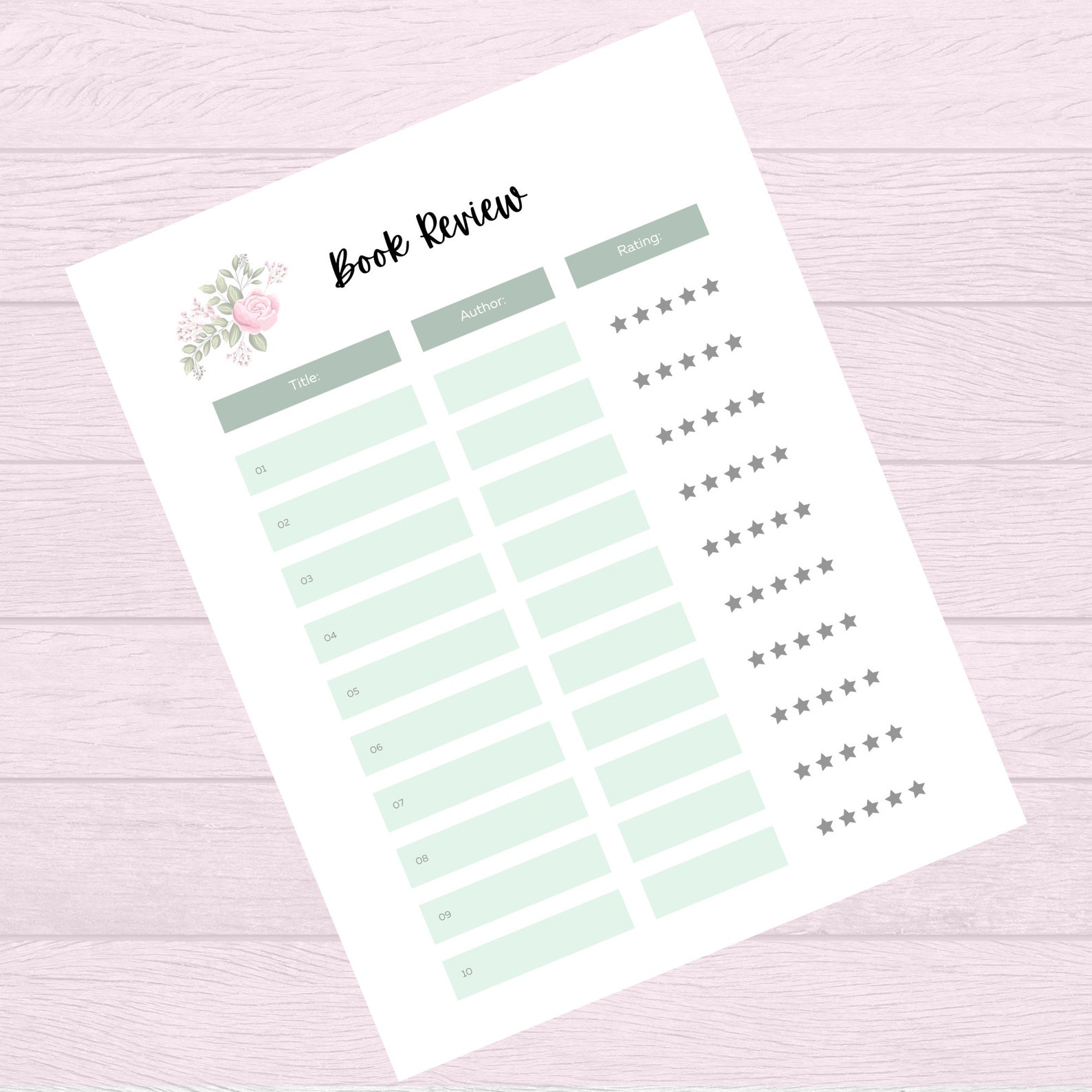 Book Review Planner Page, Book Reviews, Reading Log, Reading Journal ...