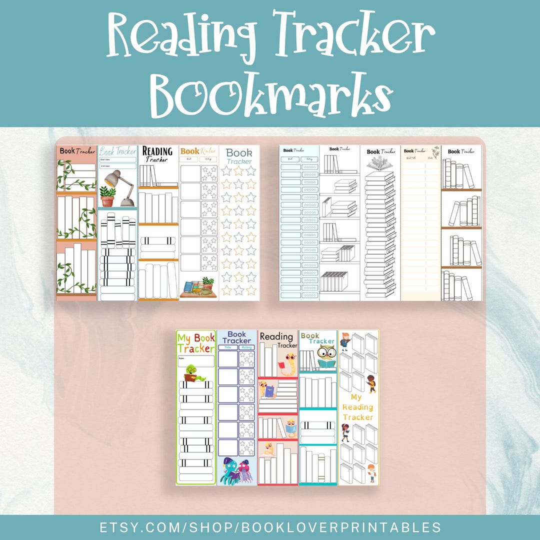 Reading Tracker Bookmarks Printable - Reading Log Bookmark Set ...
