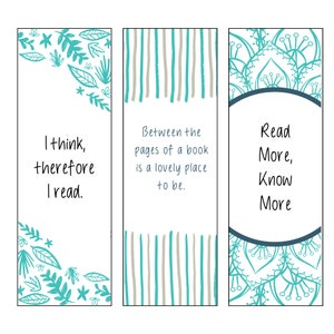 Printable Bookmarks - Set of 6 Minimalist Bookmarks With Quotes About ...