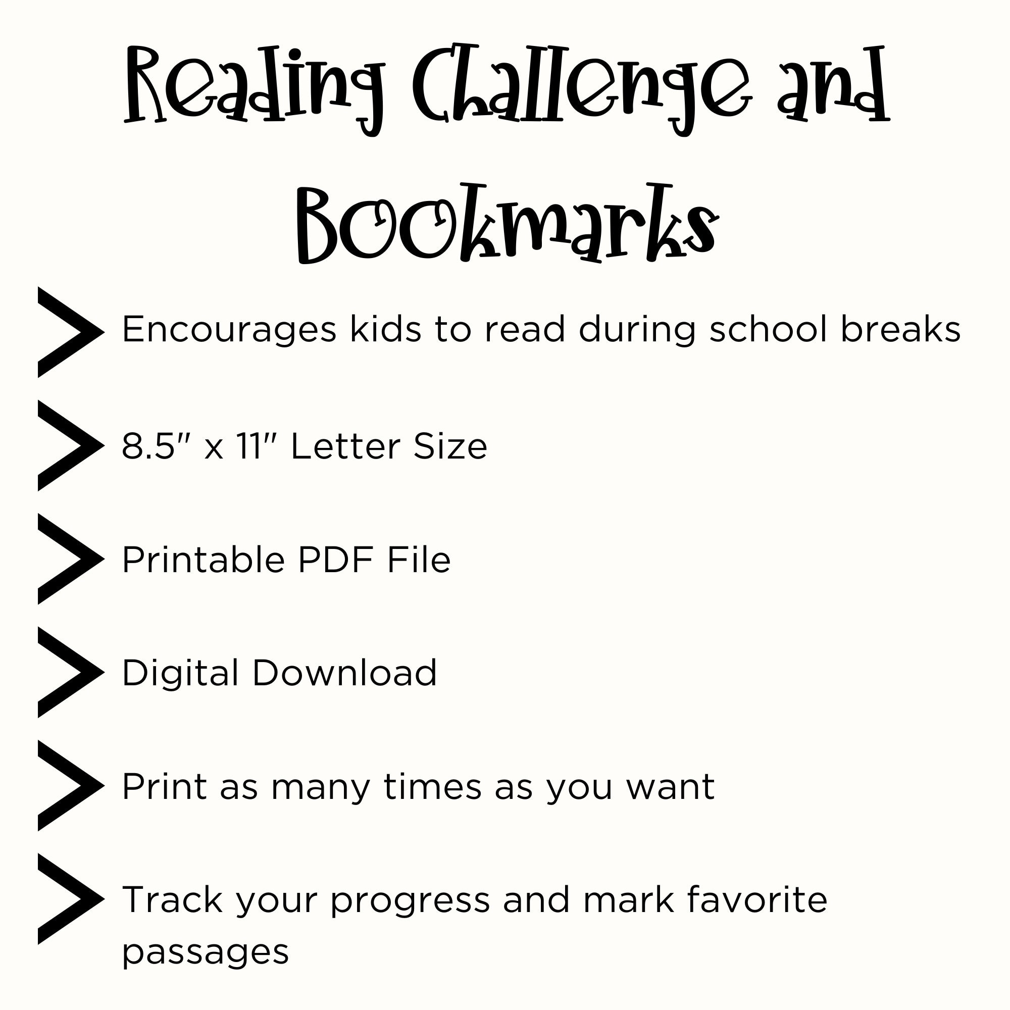 Summer Reading Challenge - Printable Bookmarks - Summer Reading Log for ...